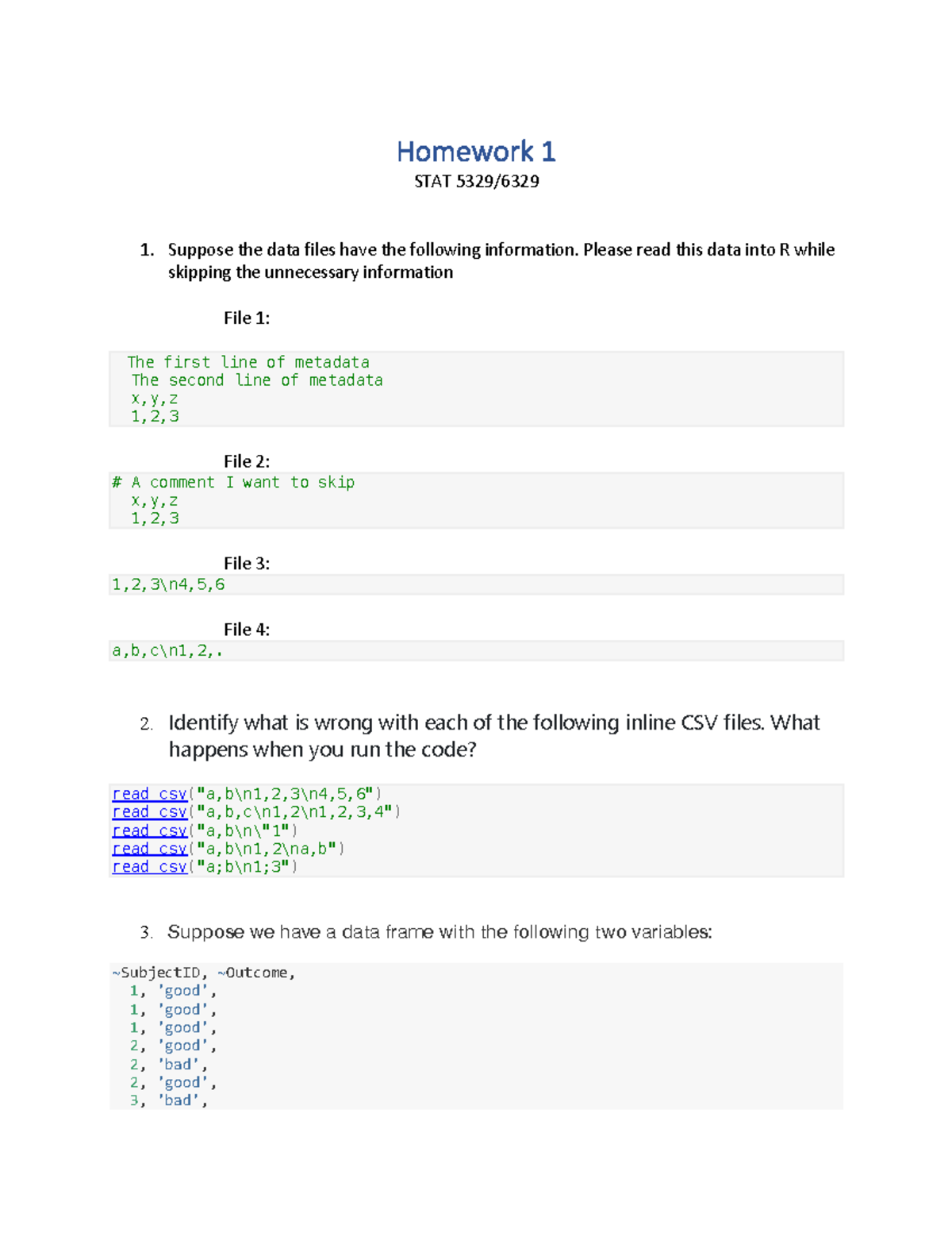 STAT 5329 HW1 - The homework covers the basics of programming language ...