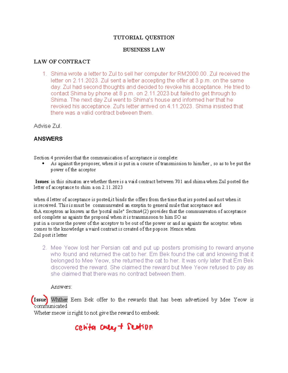 30-4- Tutorial Question- Business LAW - TUTORIAL QUESTION BUSINESS LAW ...