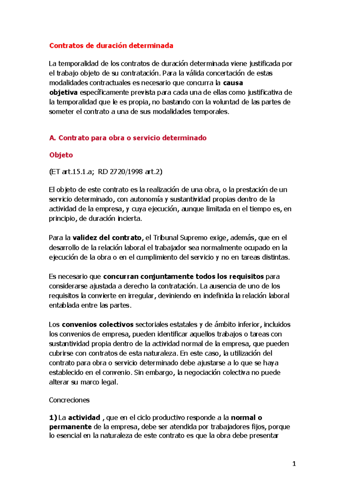 Contrato Obra o Servicio Determinado - Contratos de duración ...