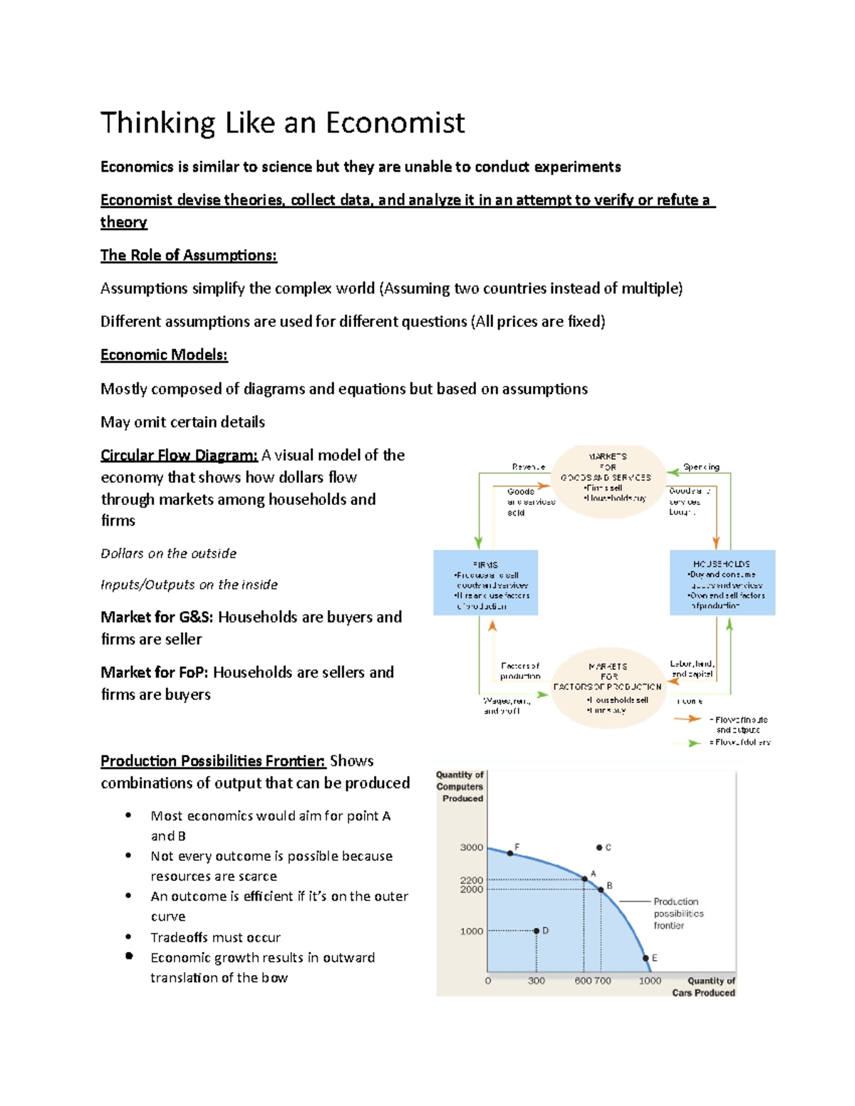 Chapter 2 - Lecture notes 2 - Thinking Like an Economist Economics is ...