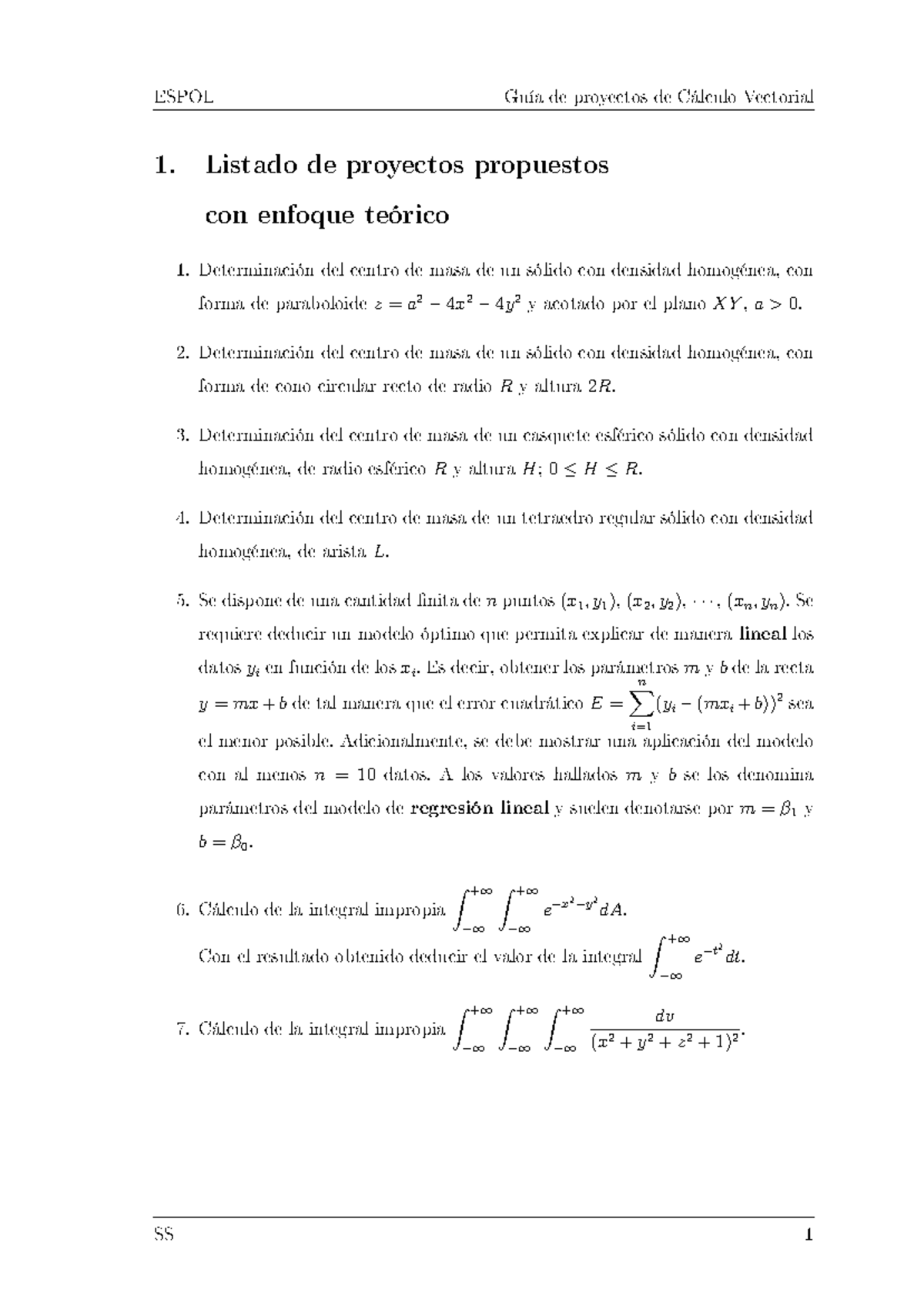 Guia De Proyectos - 1. Listado de proyectos propuestos con enfoque teórico Determinación del ...
