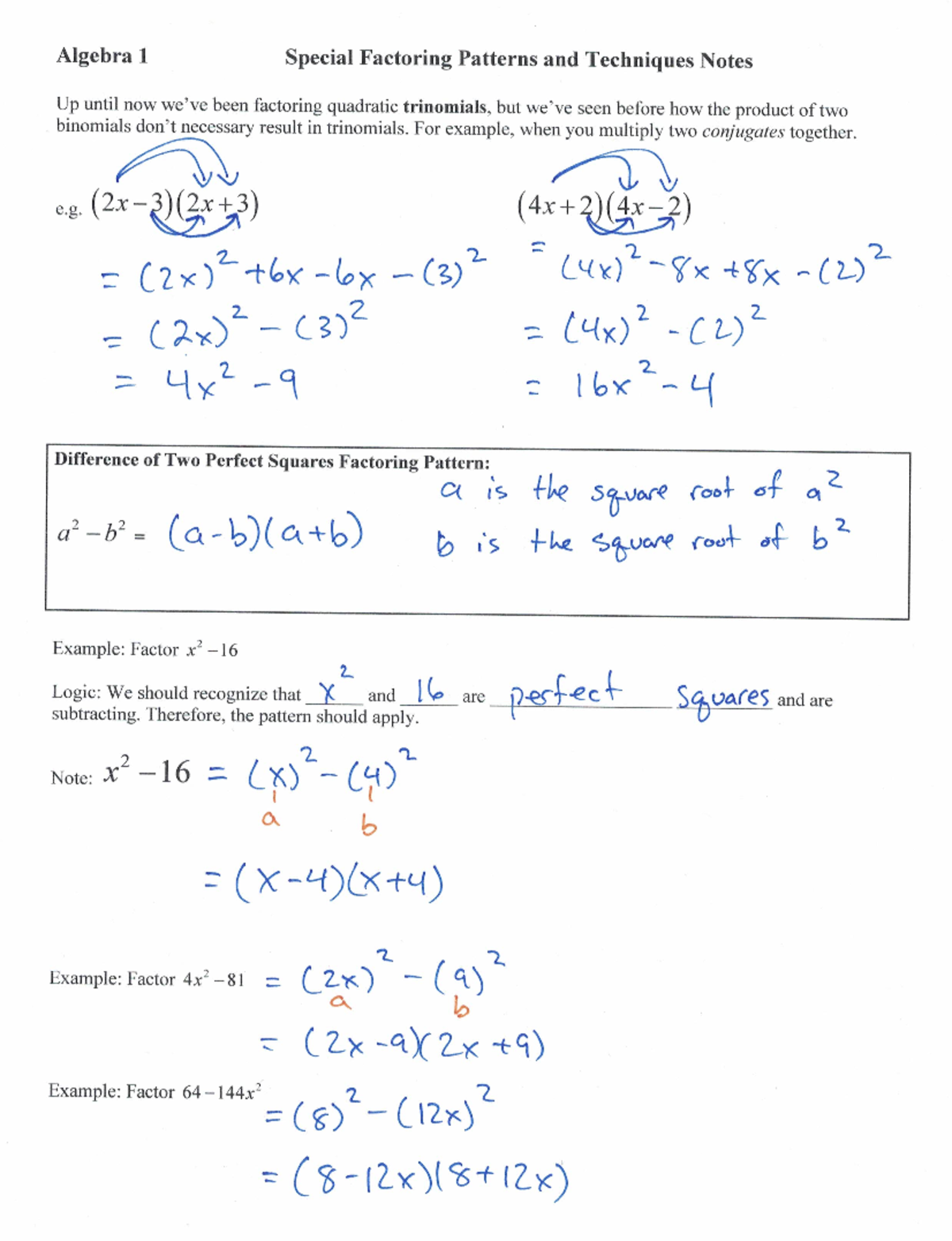 Special Factoring Techniques Complete - MAT 121 - Studocu
