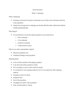 Week 3 - Research Design Lecture Notes - Survey Research Week 3 ...