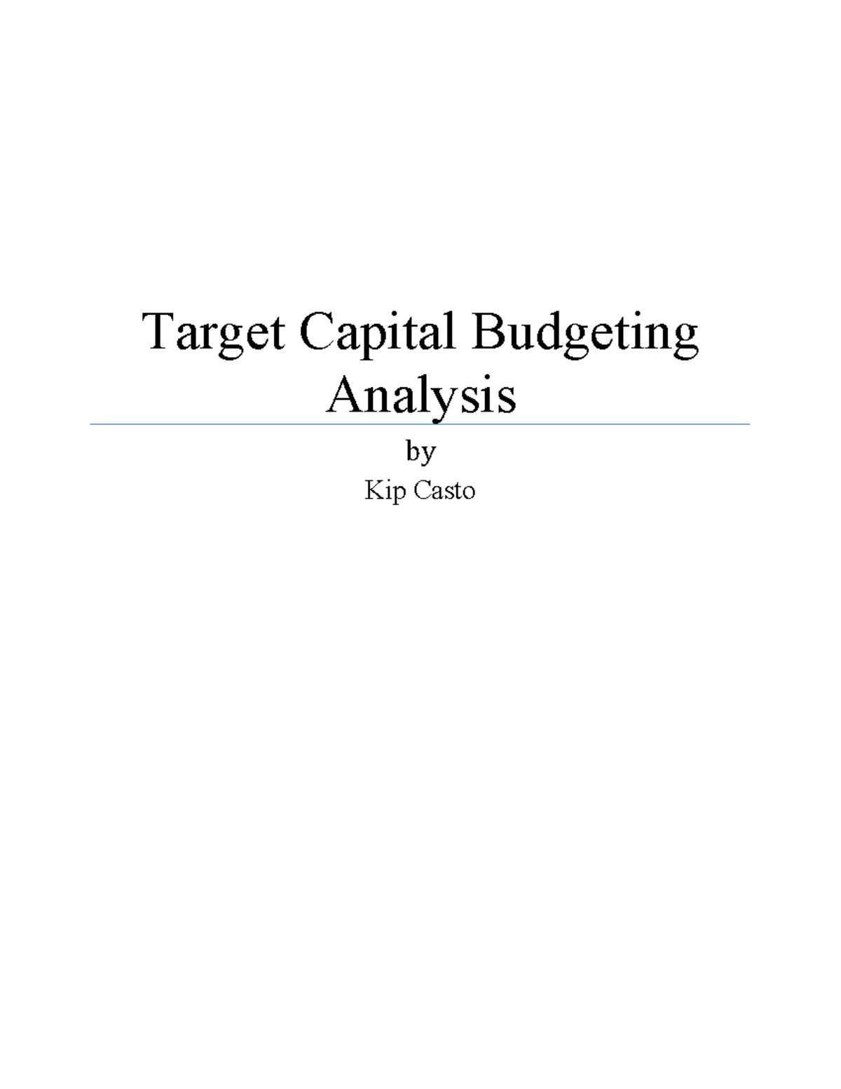 Target Capital Budgeting Analysis - Target Capital Budgeting Analysis ...