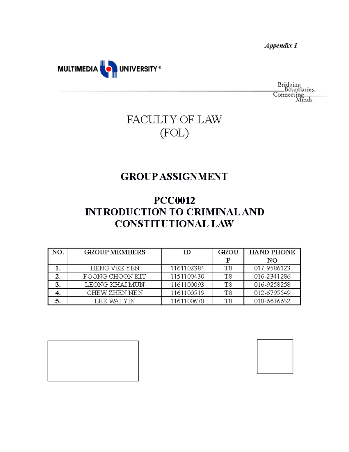 Criminal-Assignment-DONE - Appendix 1 FACULTY OF LAW (FOL) GROUP ...