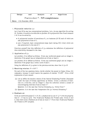Practice-sheet 6 - practice sheet - Design and Analysis of Algorithms Practice-sheet 6: Maximum ...