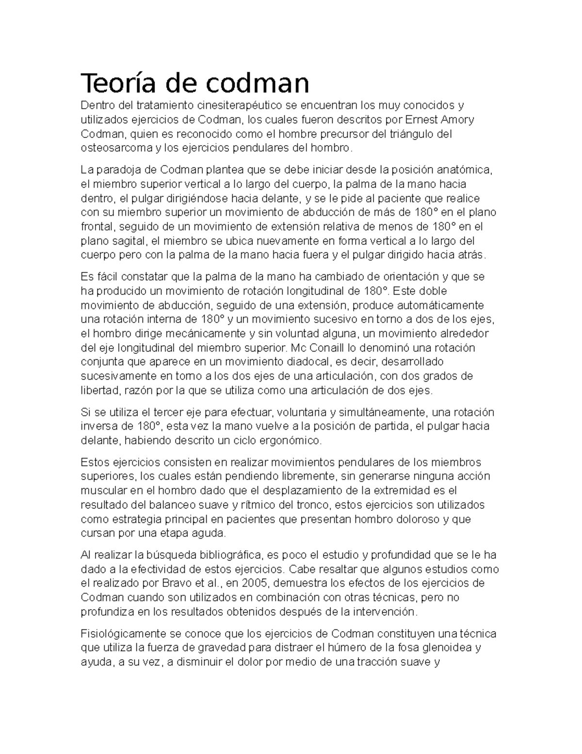 Teoría de codman - Teoría de codman Dentro del tratamiento ...