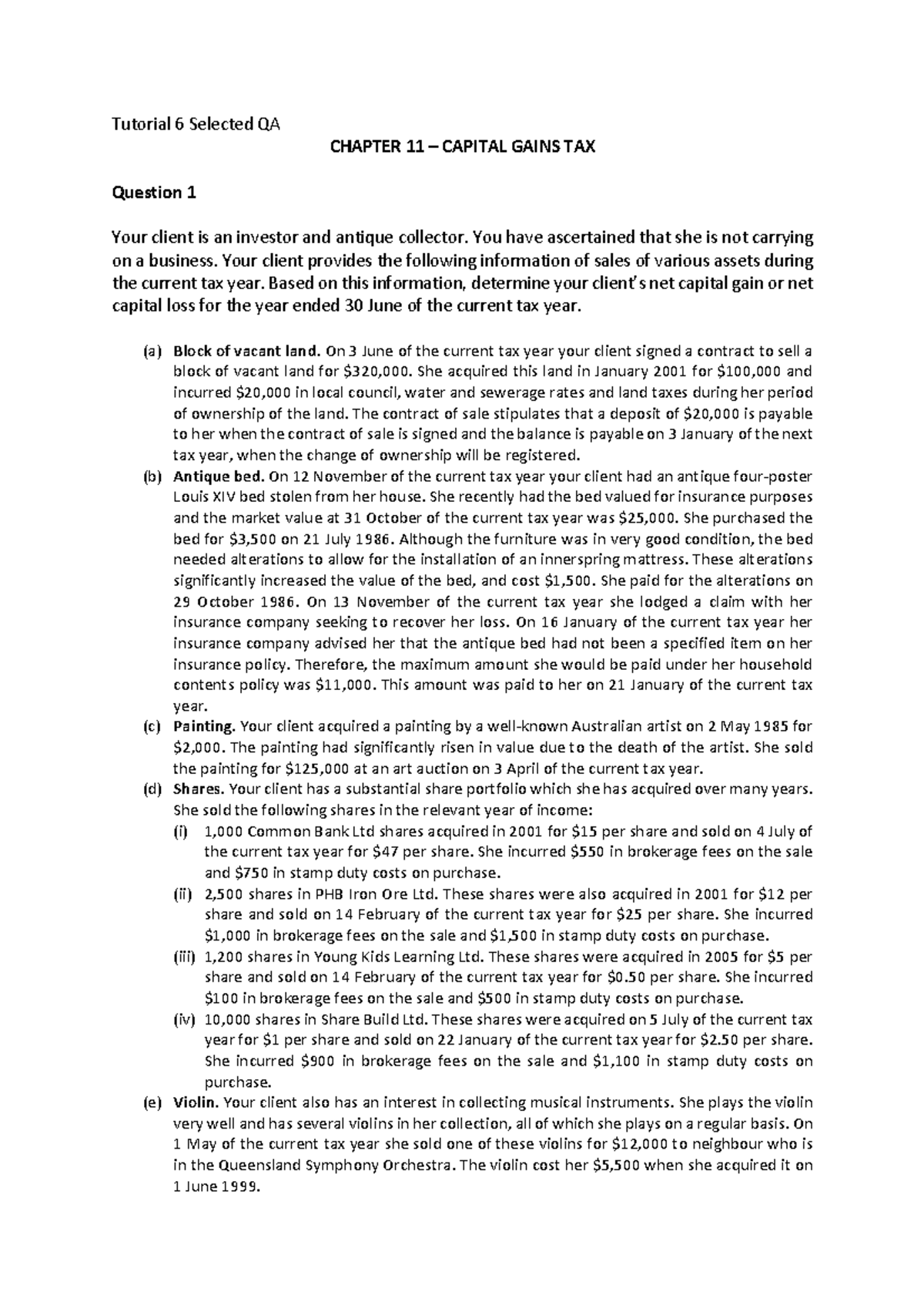 Tutorial 6 Selected QA - QUestions - Tutorial 6 Selected QA CHAPTER 11 ...