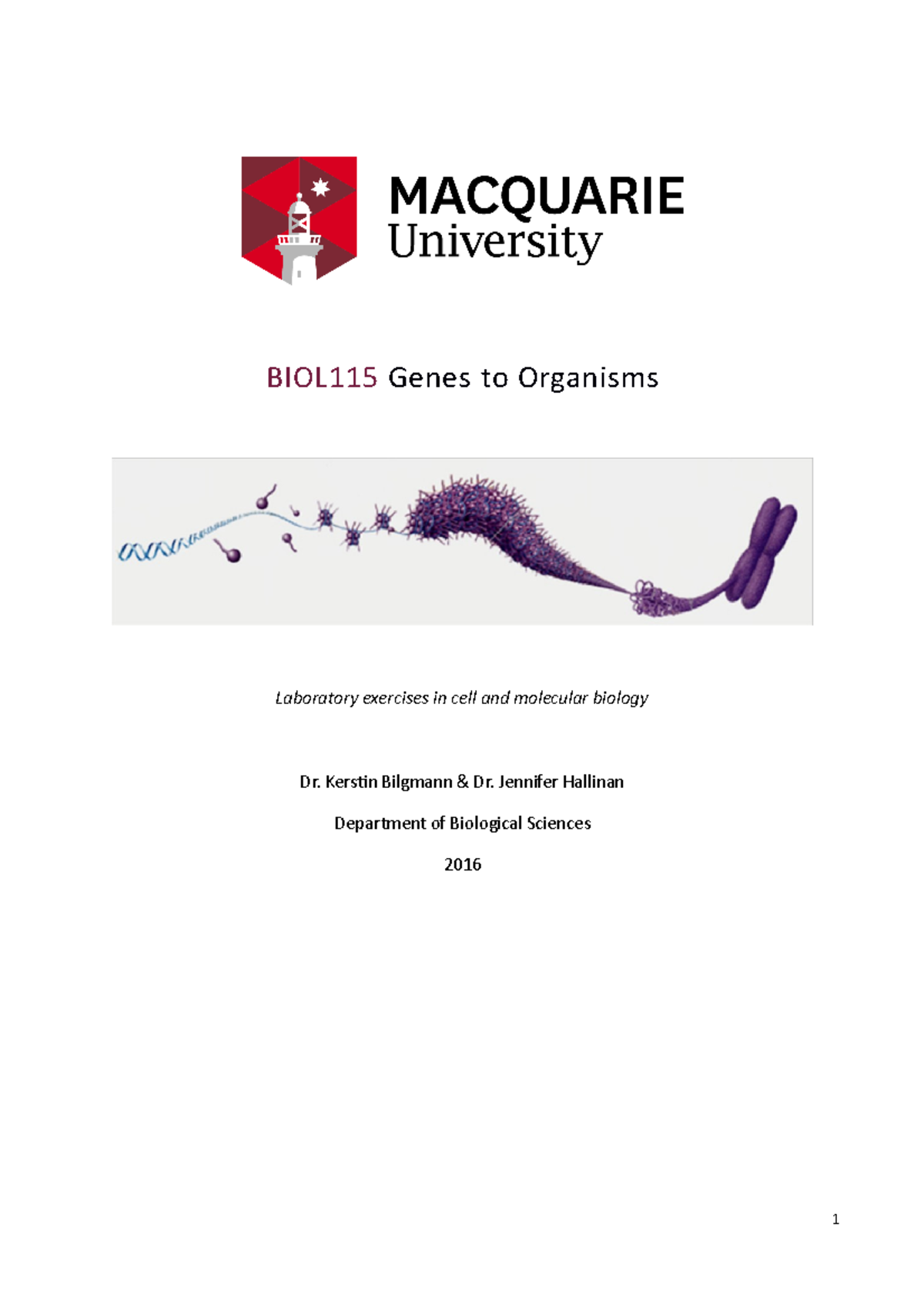 The Thread of Life Practical E Book - BIOL115 Genes to Organisms ...