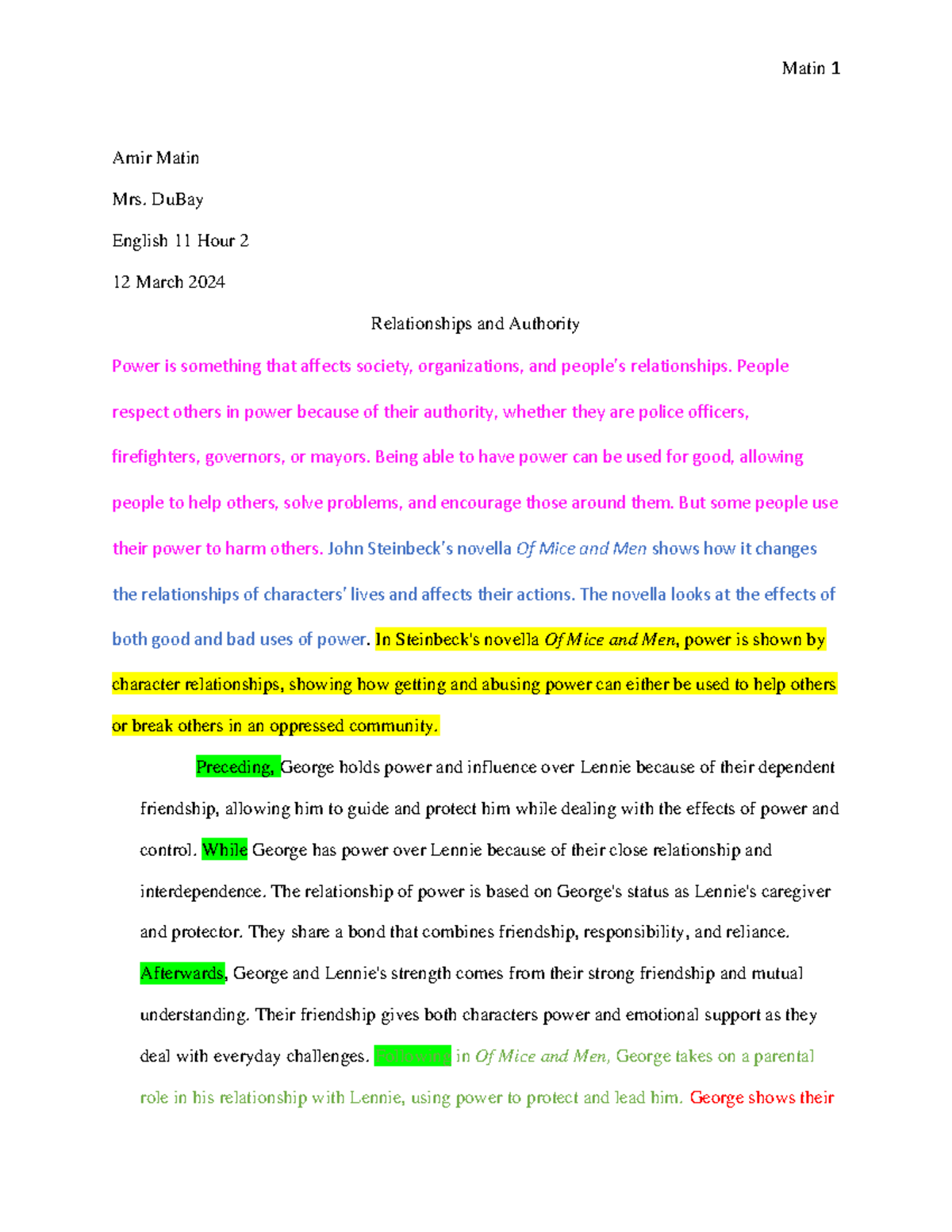 Document 28 - Answers - Amir Matin Mrs. DuBay English 11 Hour 2 12 ...