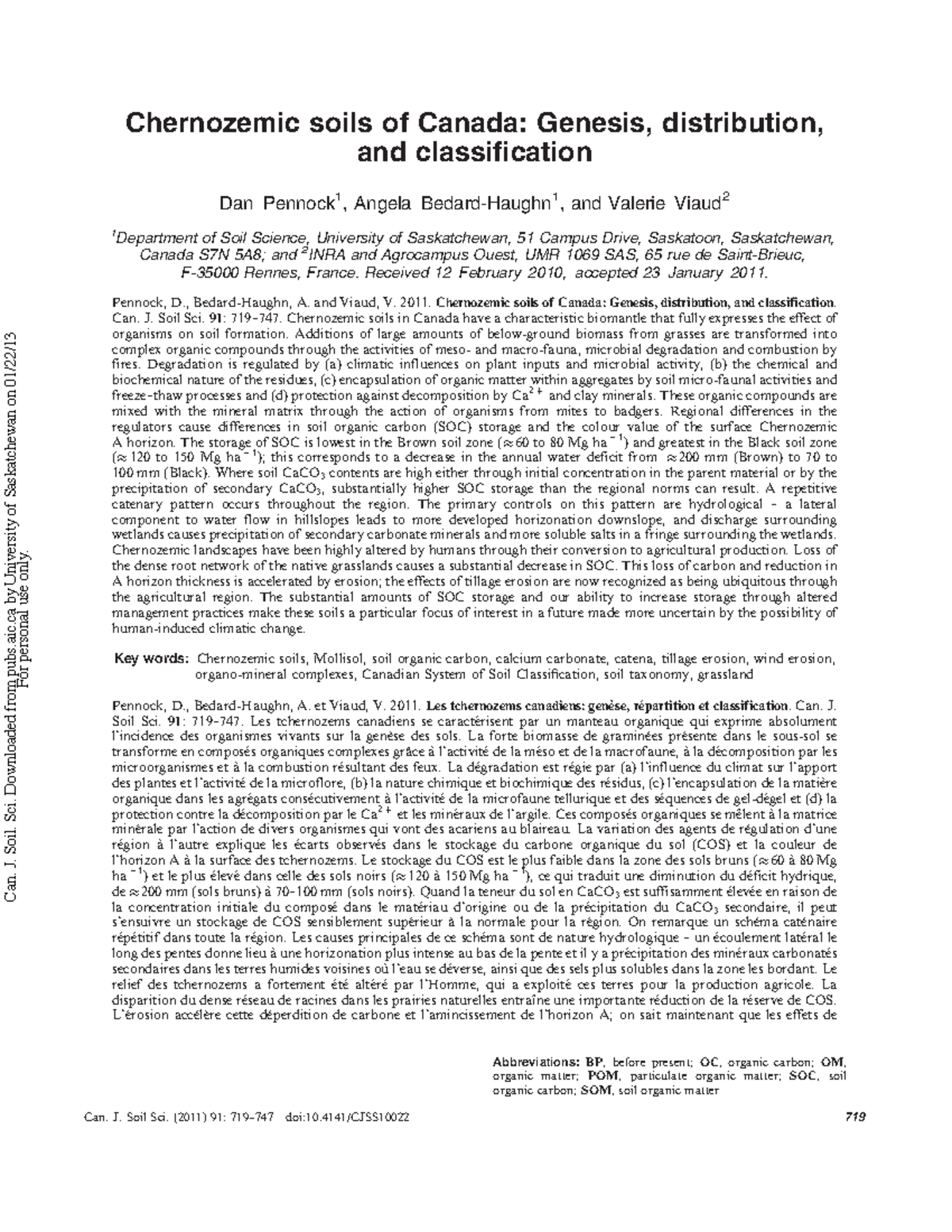 Pennock 2011 Chernozems - Chernozemic soils of Canada: Genesis ...
