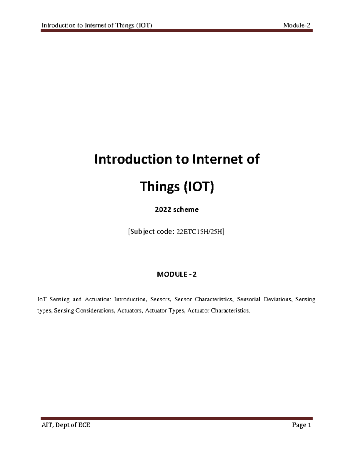 M-2 (Io T) 1st sem - Introduction to Internet of Things (IOT) 2022 ...