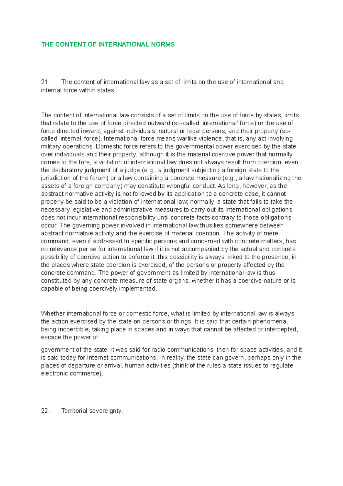 THE Content OF International Norms 1 - THE CONTENT OF INTERNATIONAL ...