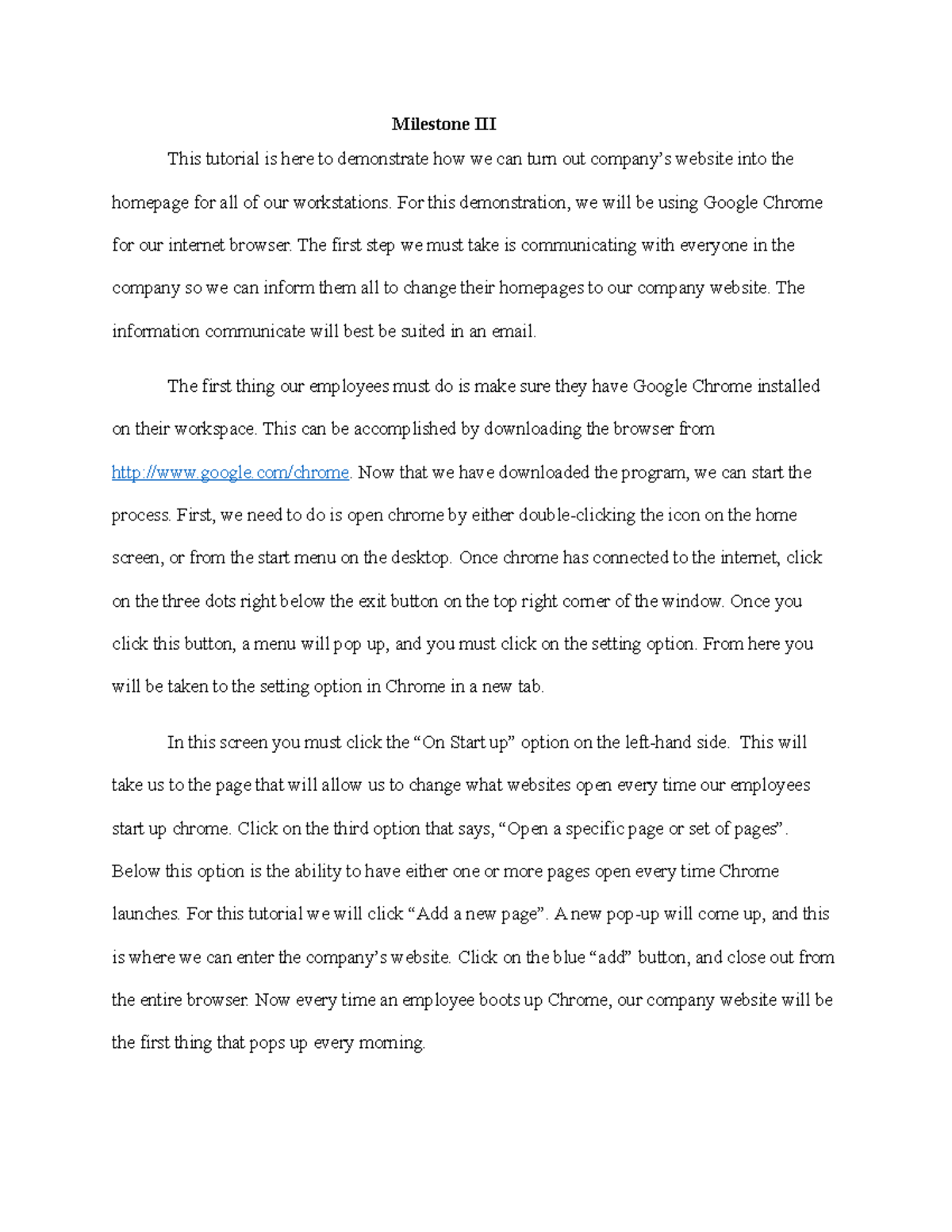 Milestone 30 Instructions - Milestone III This tutorial is here to ...