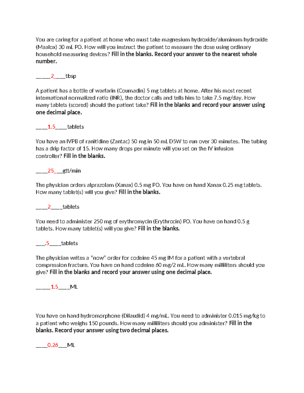 Comprehensive review for Med Math Exam - You are caring for a patient ...