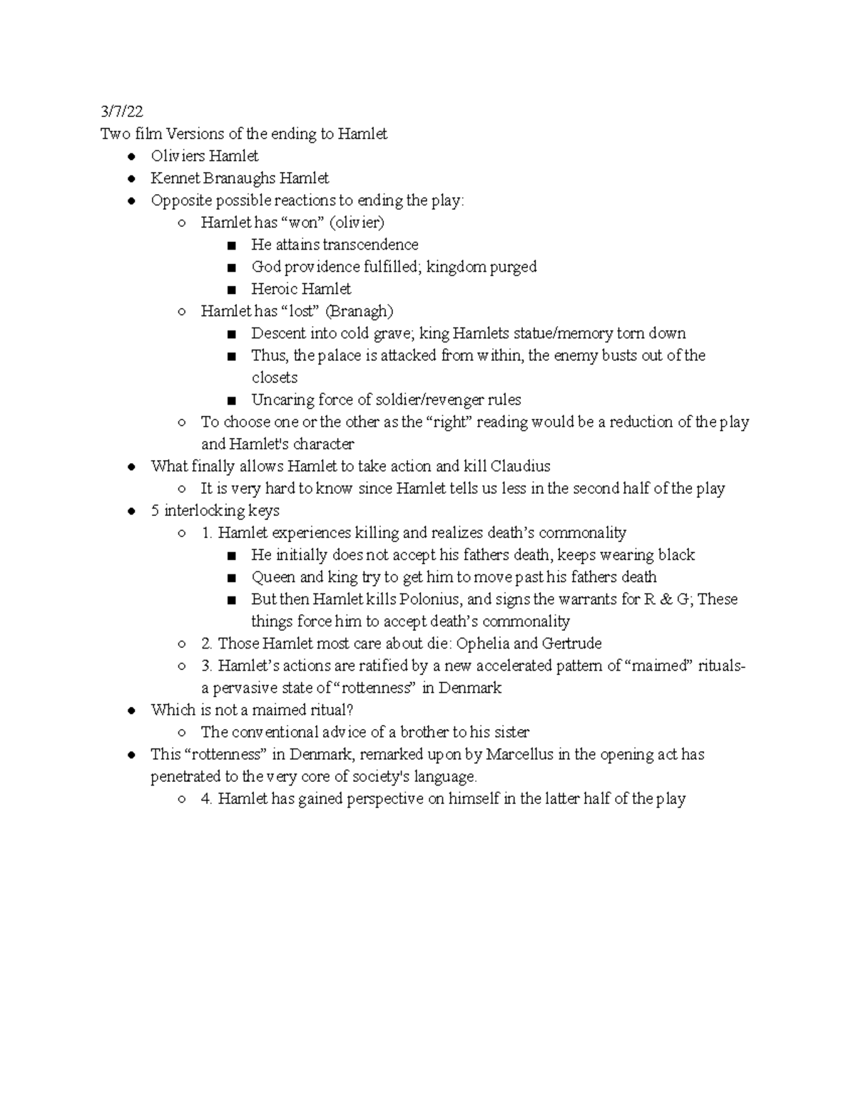 Eng105A Lec 5 - Professor Fumerton - 3/7/ Two film Versions of the ...