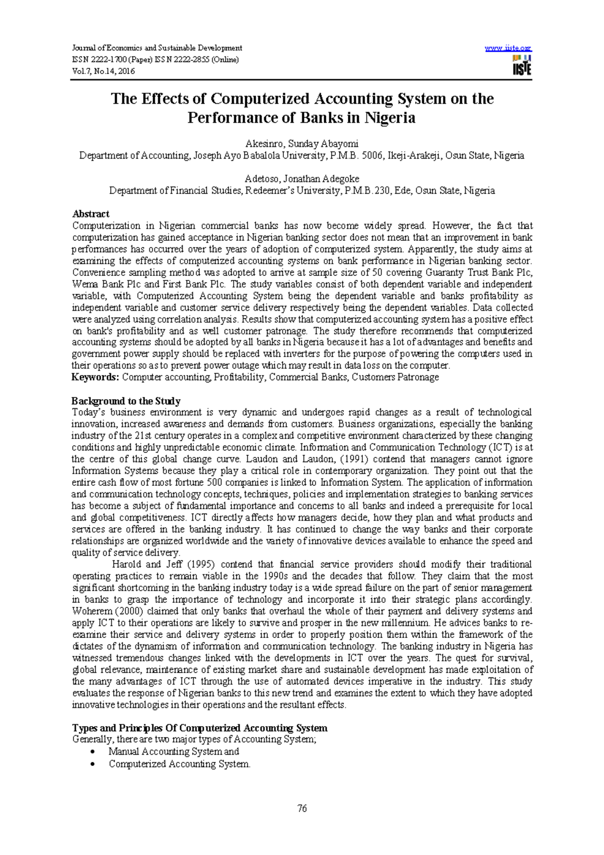 234647582 - ISSN 2222-1700 (Paper) ISSN 2222-2855 (Online) Vol, No ...