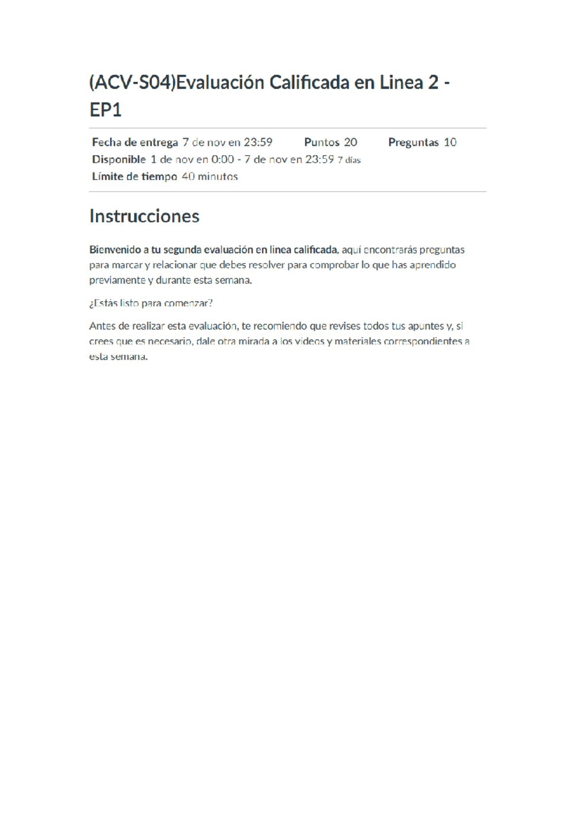 (ACV-S04)Evaluación Calificada en Linea 2 - EP1 - Calificada en Linea 2 EP1 Fecha de entrega 7 ...