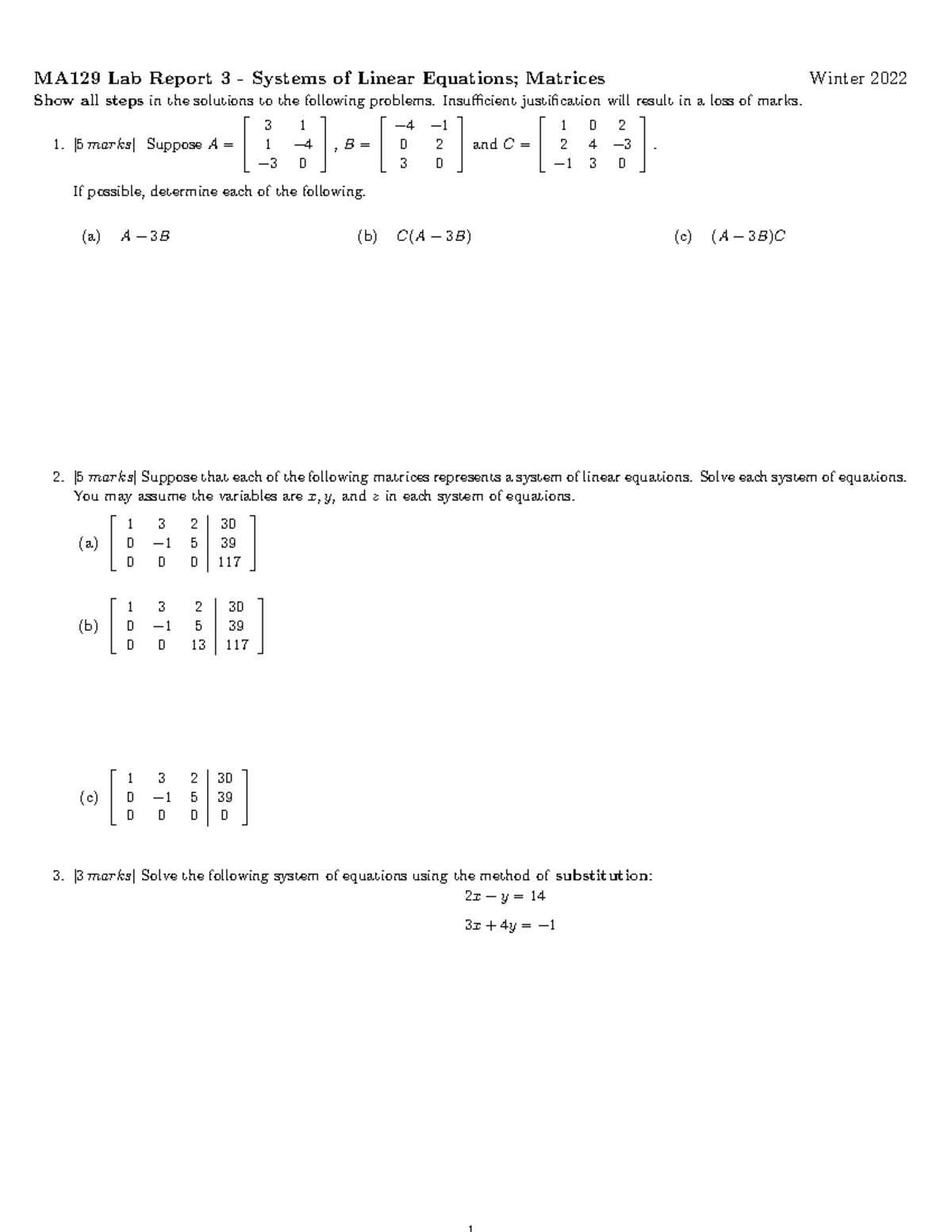 129Assignment 3 V 1 - Mathematics calculus practice material from ...