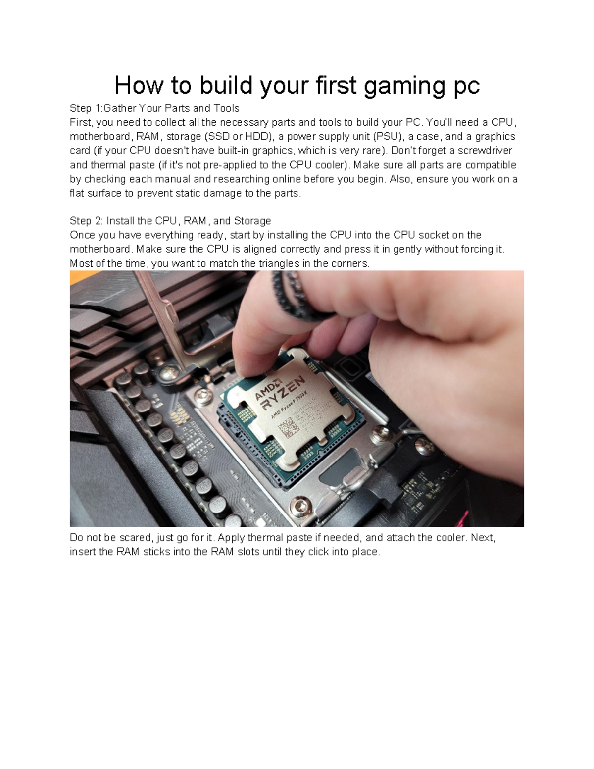 How to build your first gaming pc - You’ll need a CPU, motherboard, RAM ...