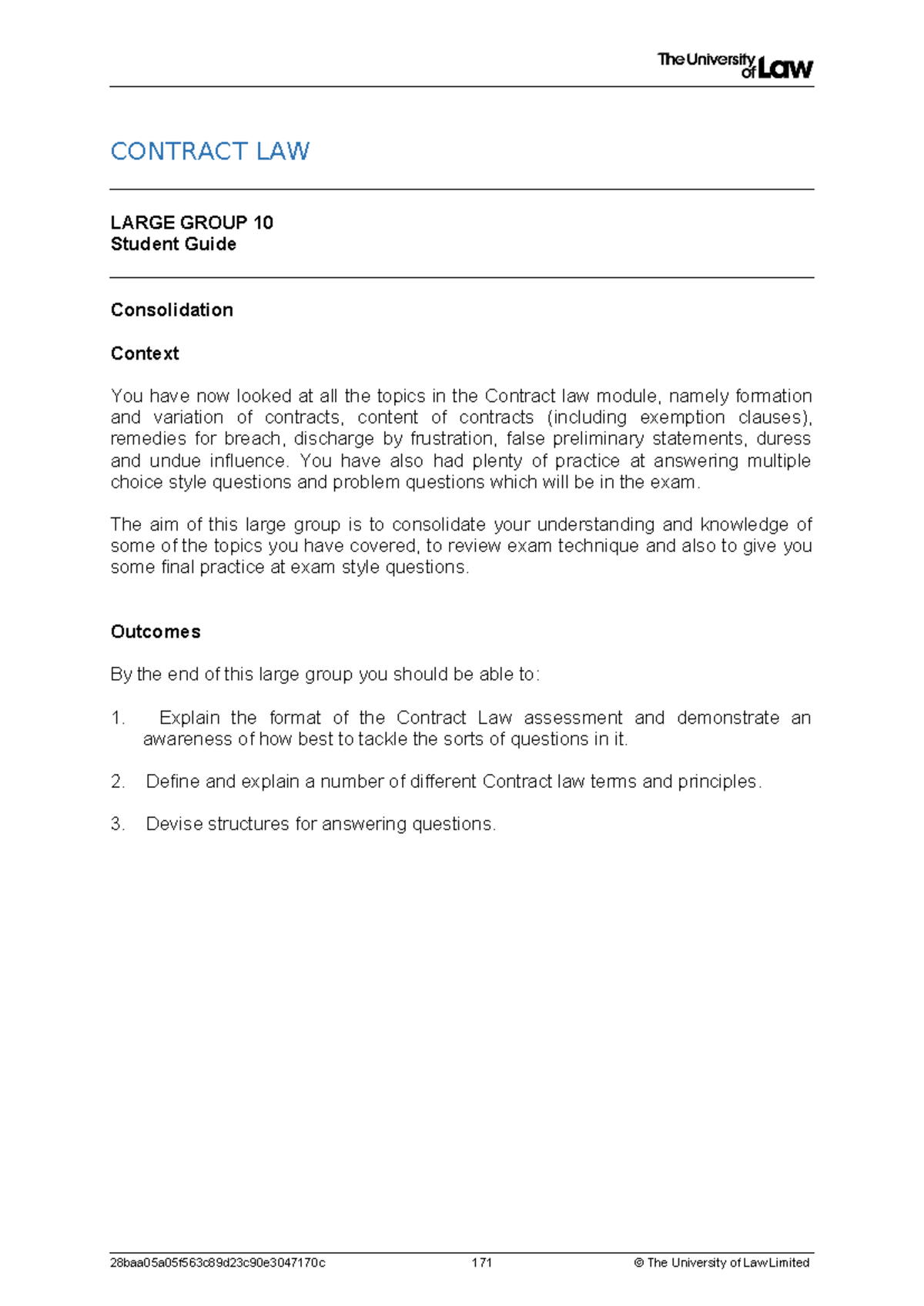 2324 cont lg10 ce01 student guide - CONTRACT LAW LARGE GROUP 10 Student Guide Consolidation ...