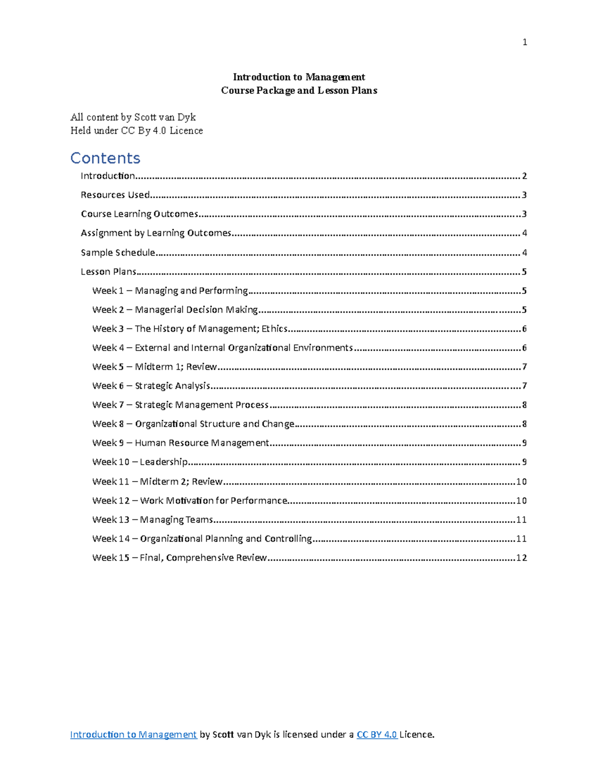 1 Managing and Performing - Introduction to Management Course Package ...