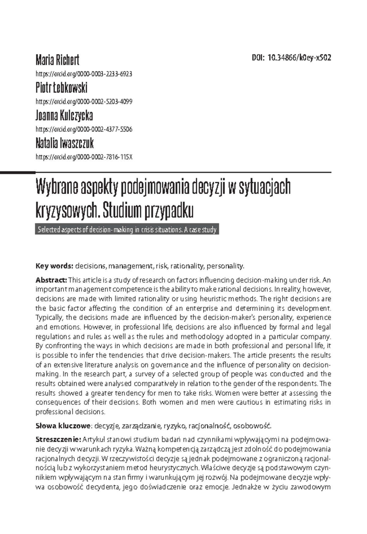 Decyzje kierownicze - angilekski - Maria Richert orcid/0000-0003-2233 ...