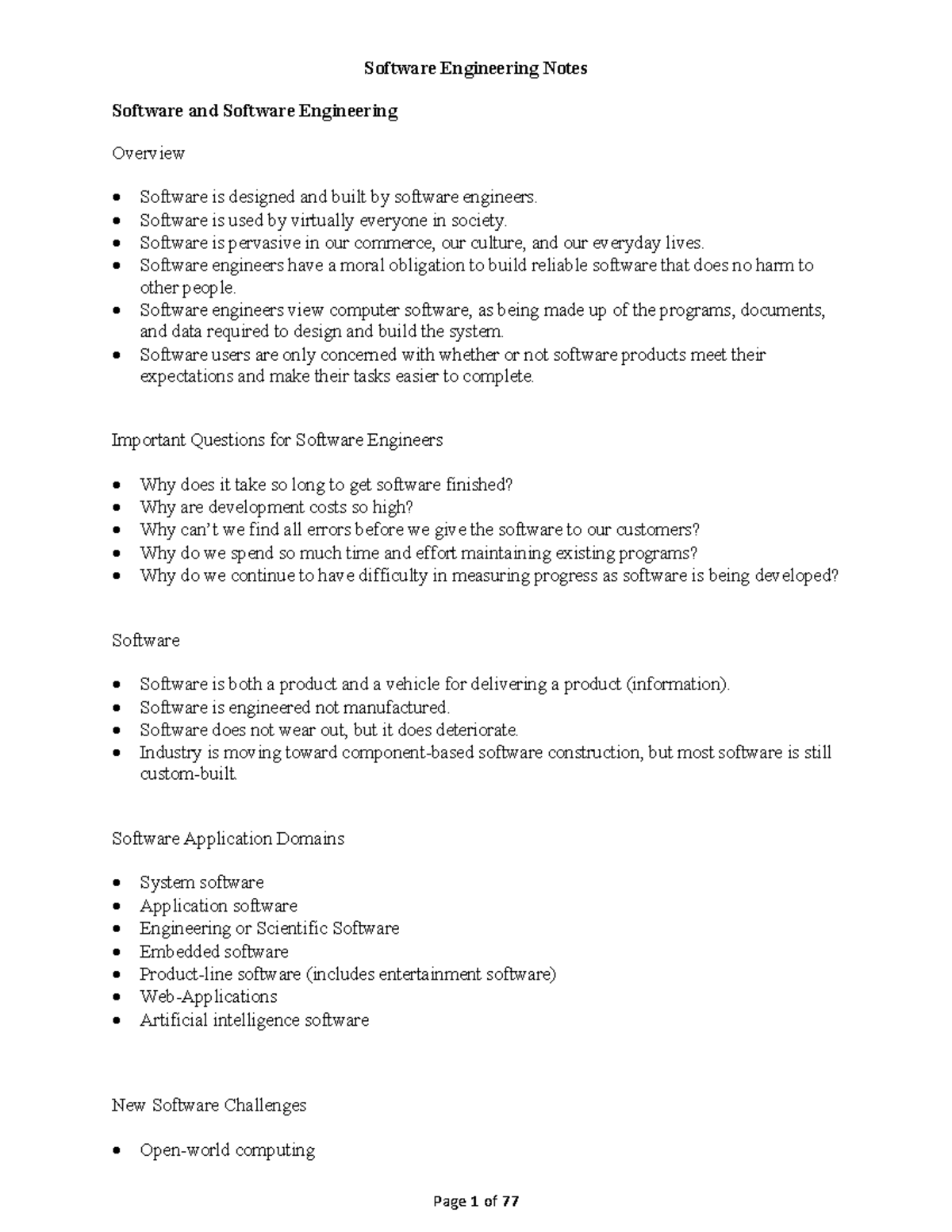 SE CSE S307 Notes - Software Engineering - Software Engineering Notes ...