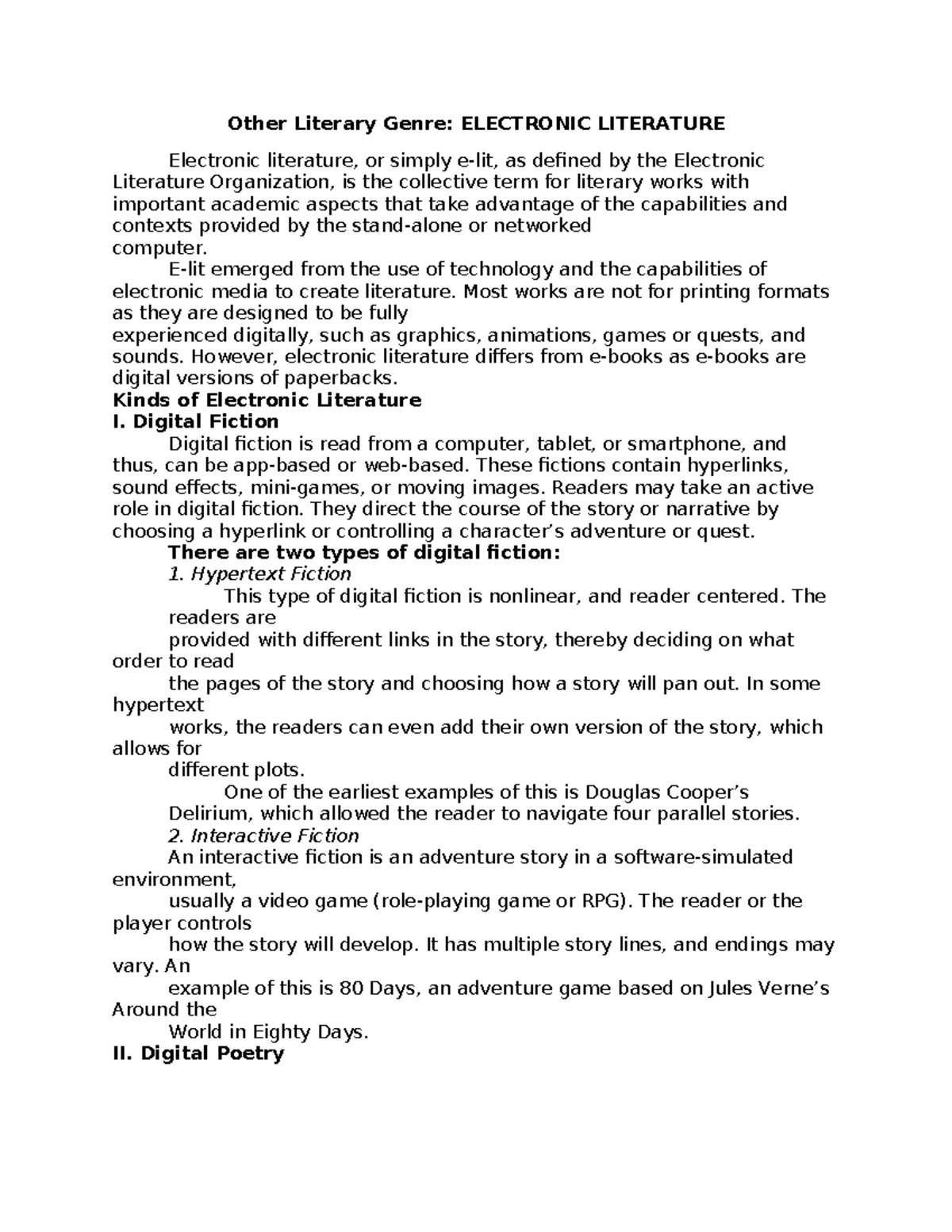 Other-Literary-Genre- Electronic- Literature - Other Literary Genre ...