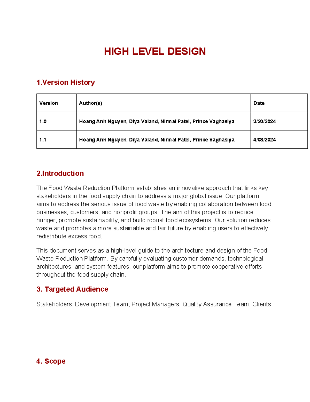 HIGH Level Design-NEW - sad - HIGH LEVEL DESIGN 1 History Version ...