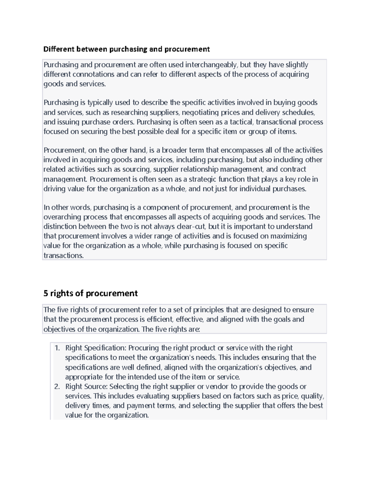 Supply chain - reading material - Different between purchasing and ...