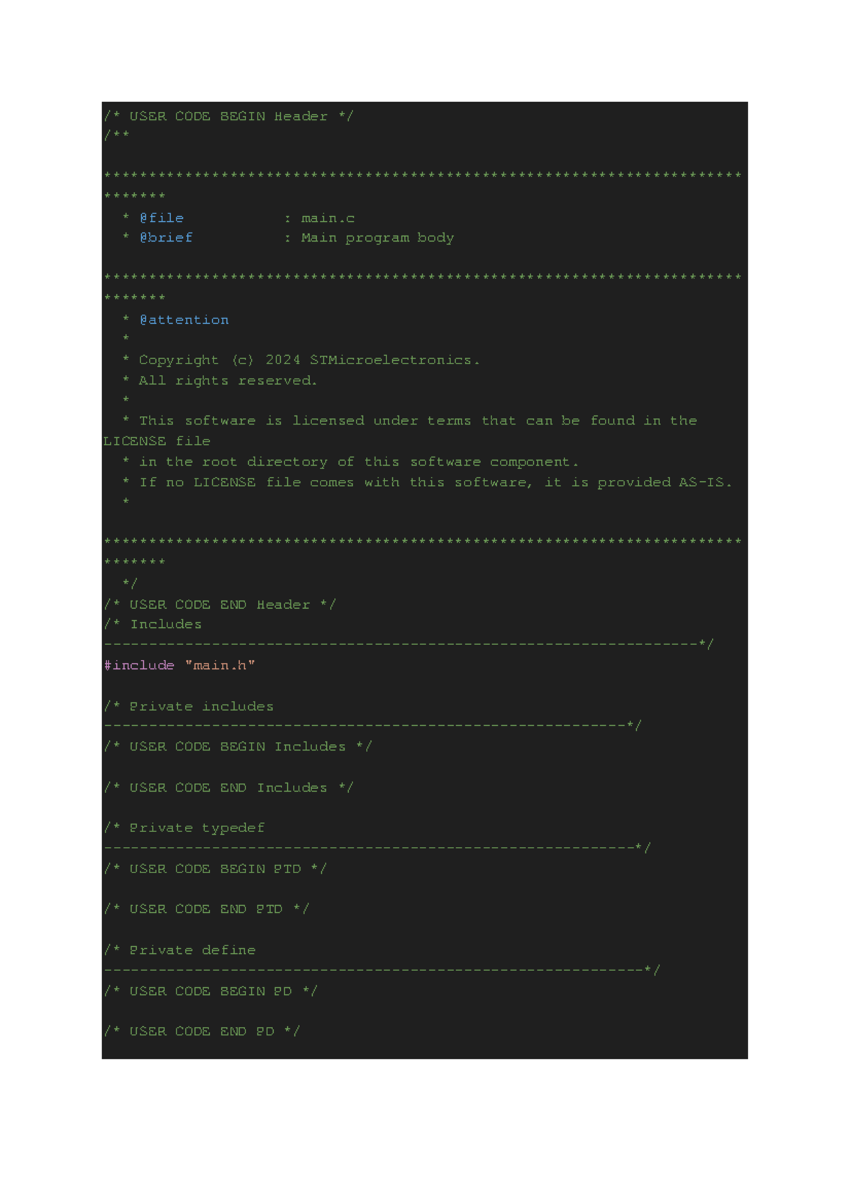 USER CODE Begin Header - fsfsf - /* USER CODE BEGIN Header / /* * @file : main * @brief : Main ...