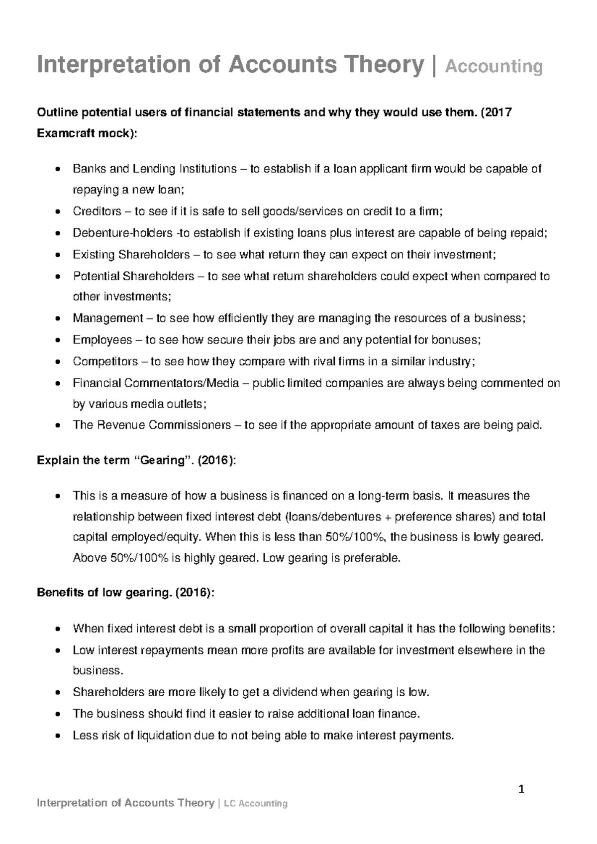 Q5 Theory - 1 Interpretation of Accounts Theory | Accounting Outline ...