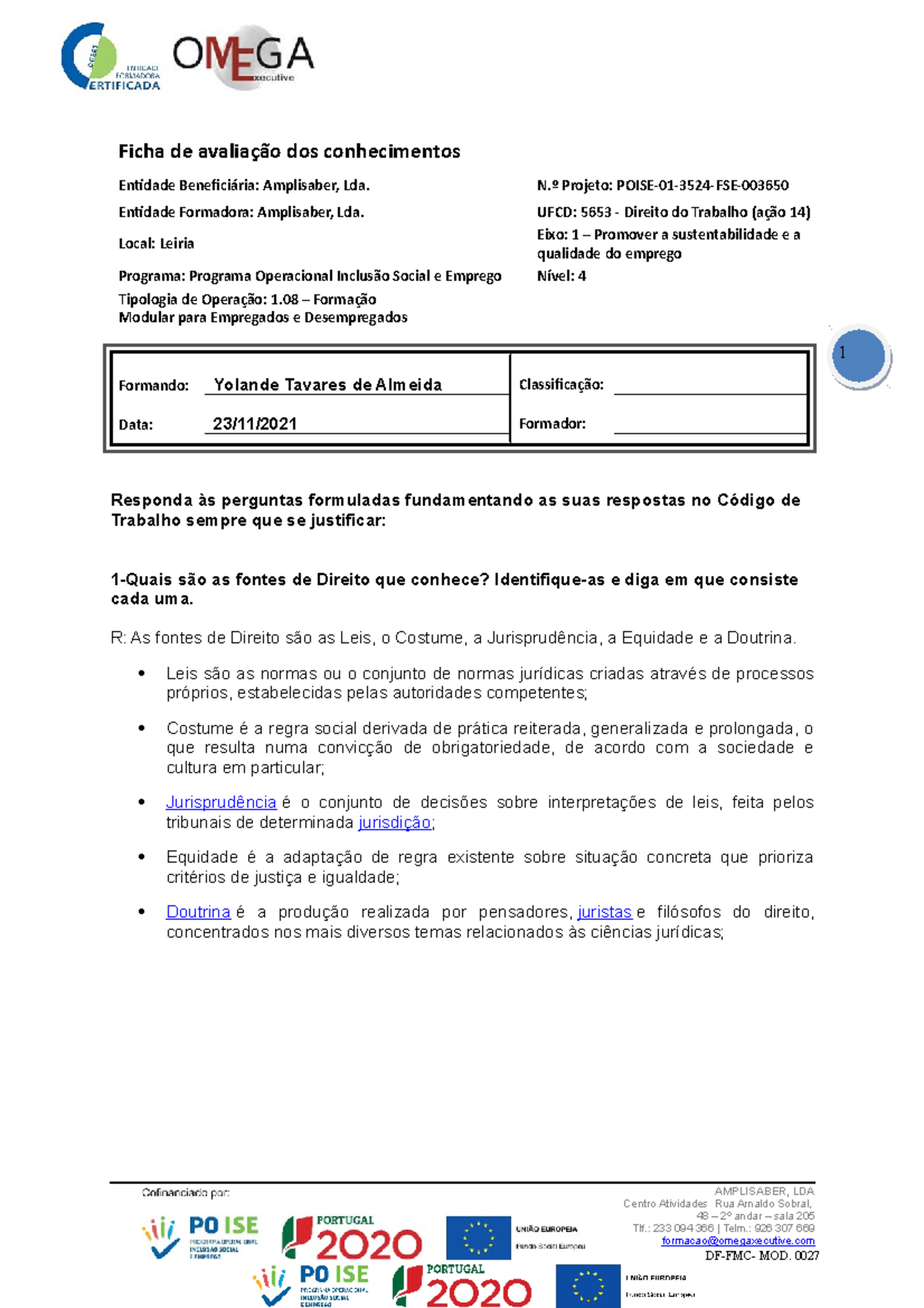 555270728 Teste de avaliac a o da ufcd 5653 - 11 Ficha de avaliação dos ...