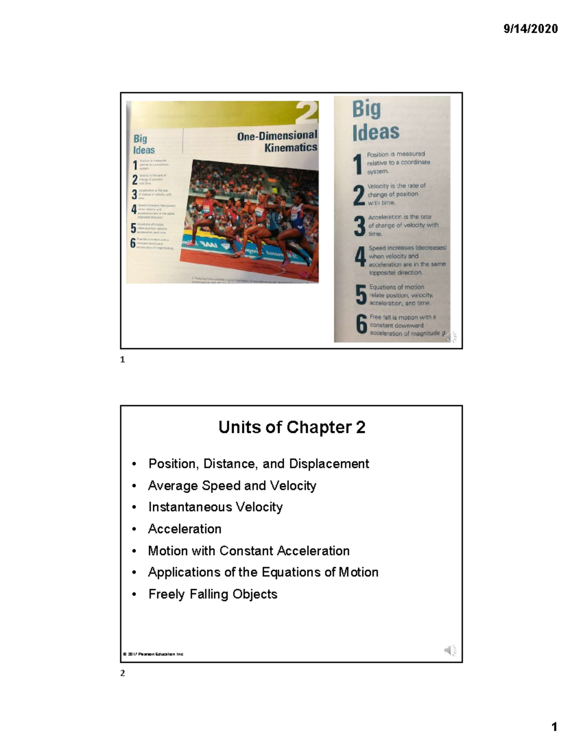 Chapter 2 (Part 1) Notes - Units of Chapter 2 • Position, Distance, and ...