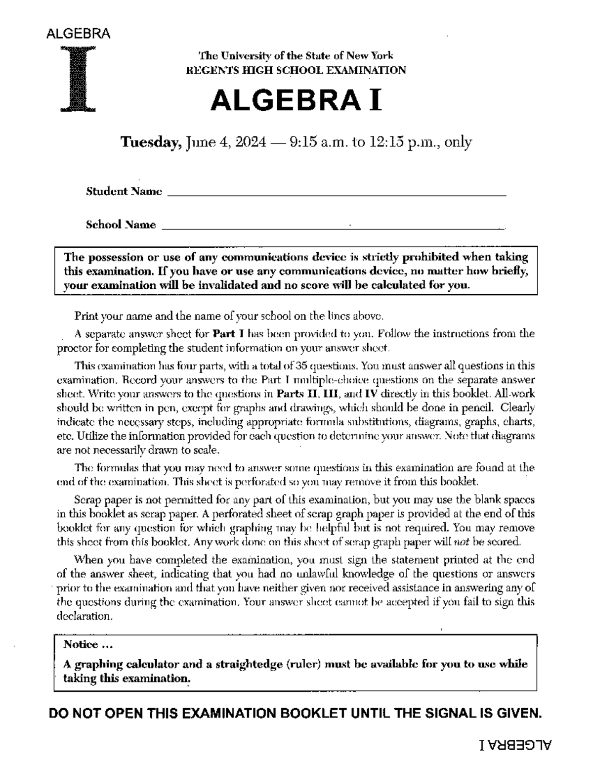 Proficiency Algebra algebra 1 exam new standards next generation first ...
