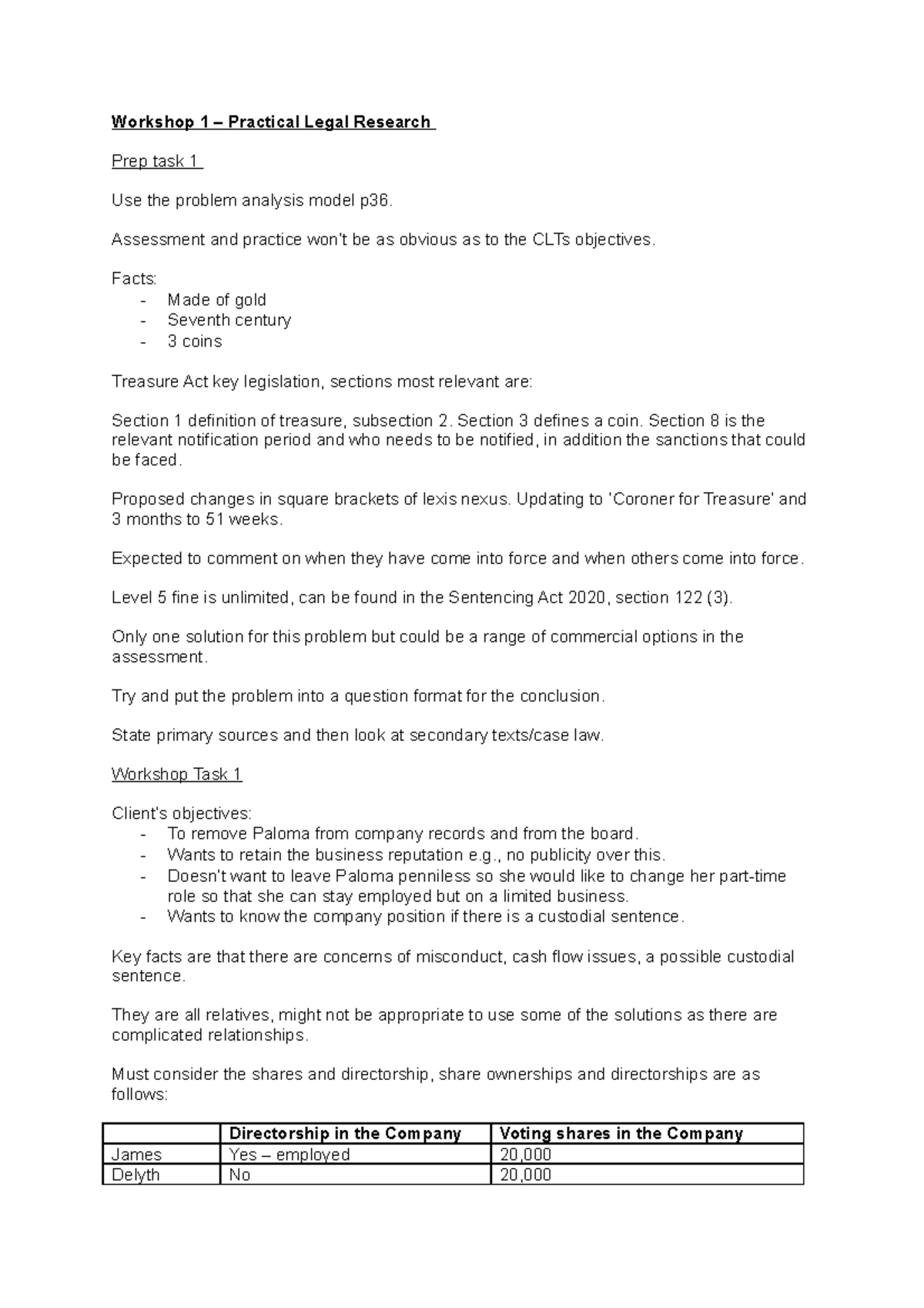 Workshop 1 Practical Legal Research Prep Task 1 - Studocu