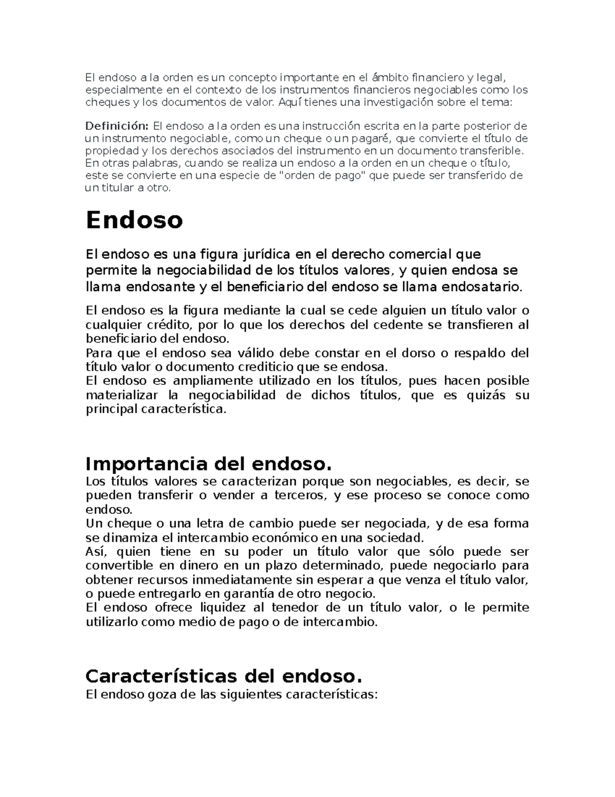 Clases de endoso - buena - El endoso a la orden es un concepto ...