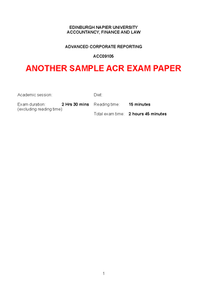 Another Sample ACR Exam Paper Solution - BA (Hons) Accounting Advanced ...