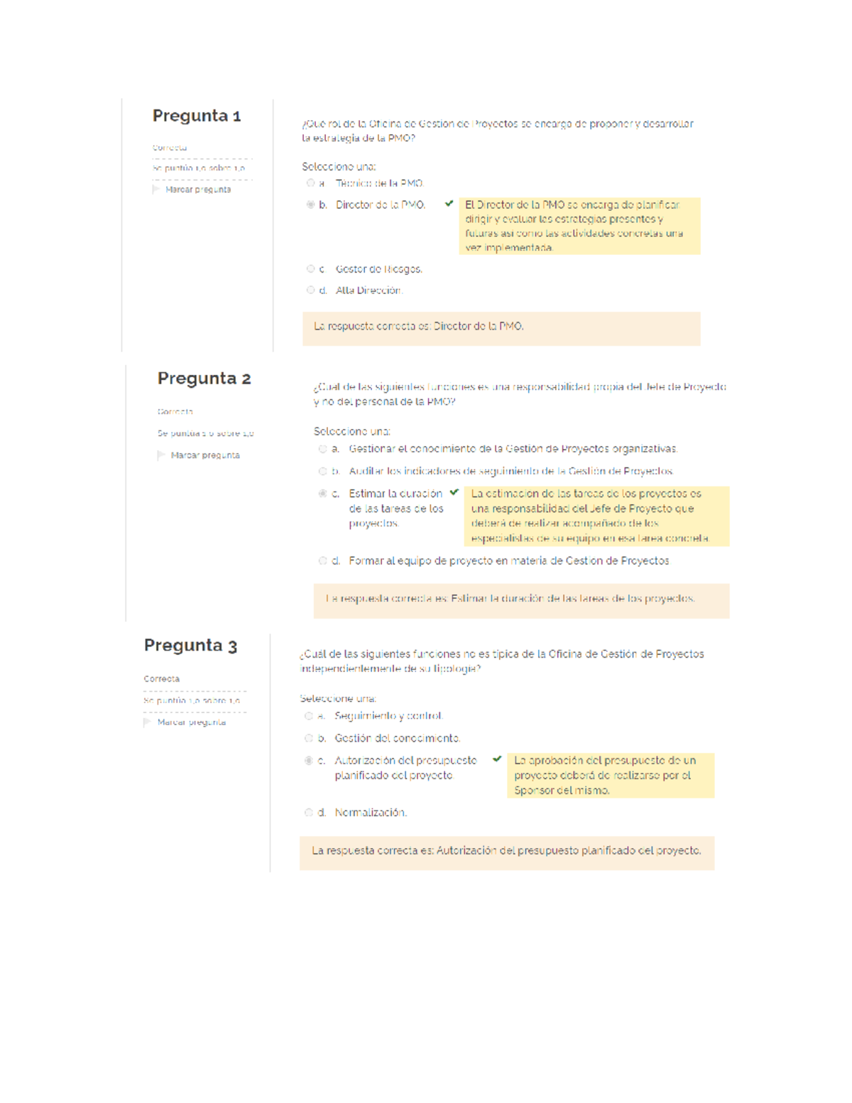 Evaluacion C2 - Evaluación C2 - Pregunta 1 rol de la Oficina de Gestión ...