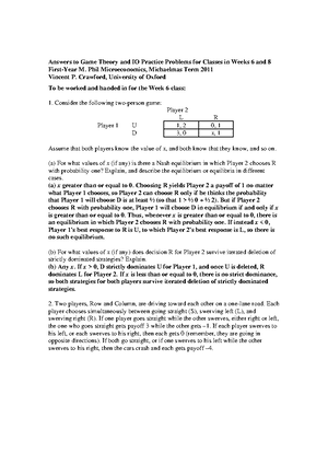 Game Theory Answers - ODD Answers to Odd-Numbered Problems, 4th Edition ...