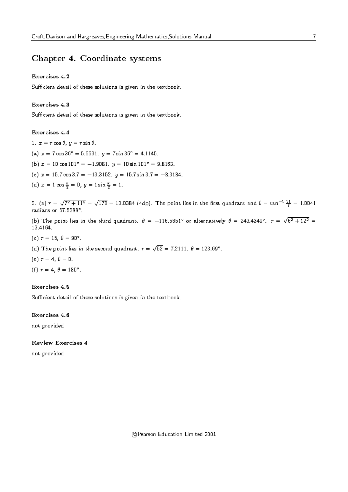 Chap04 - 공학수학 솔루션 - Croft,Davison and Hargreaves,Engineering Mathematics,Solutions Manual 7 ...