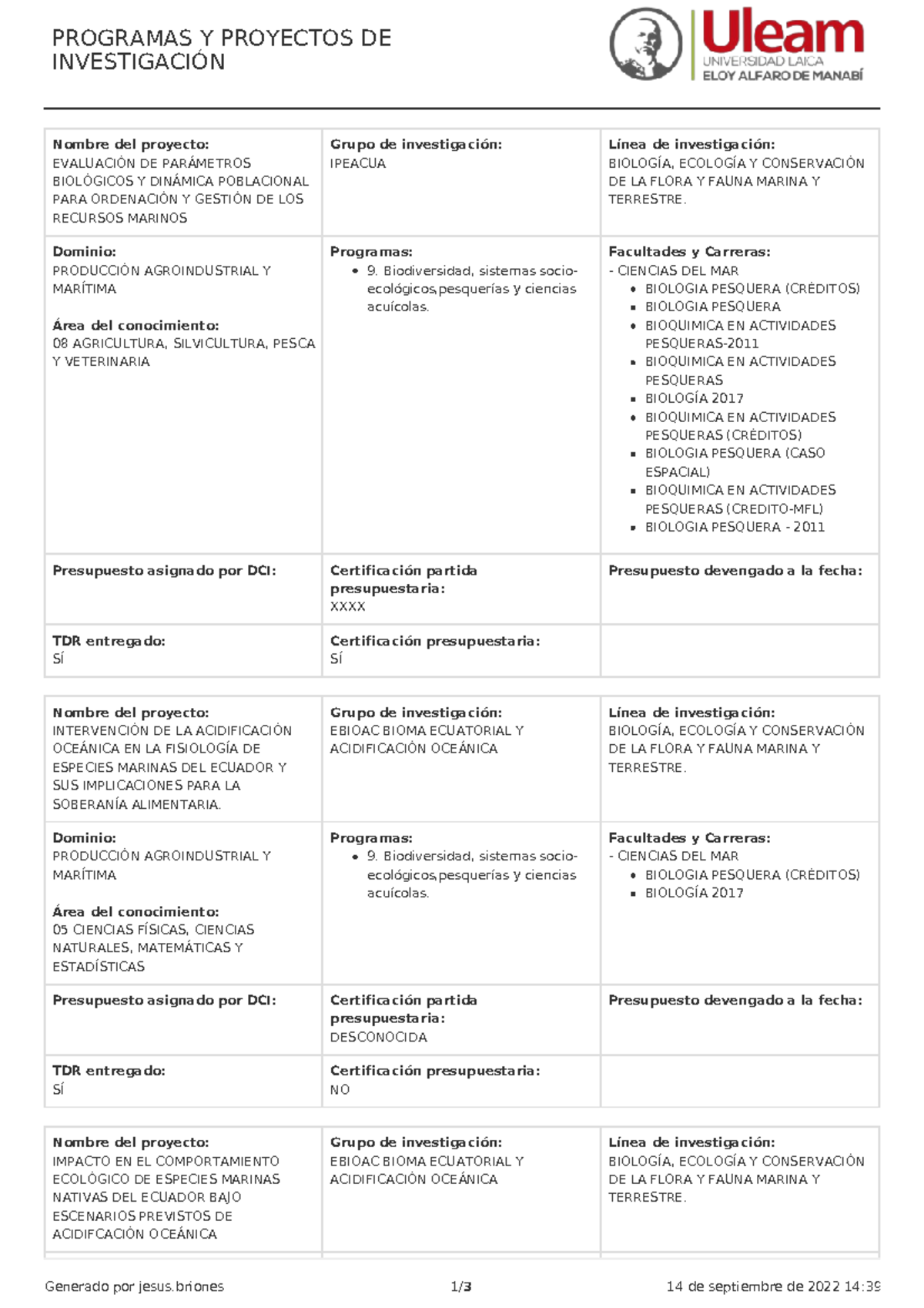 Programa Y Proyectos DE Investigacion - PROGRAMAS Y PROYECTOS DE ...