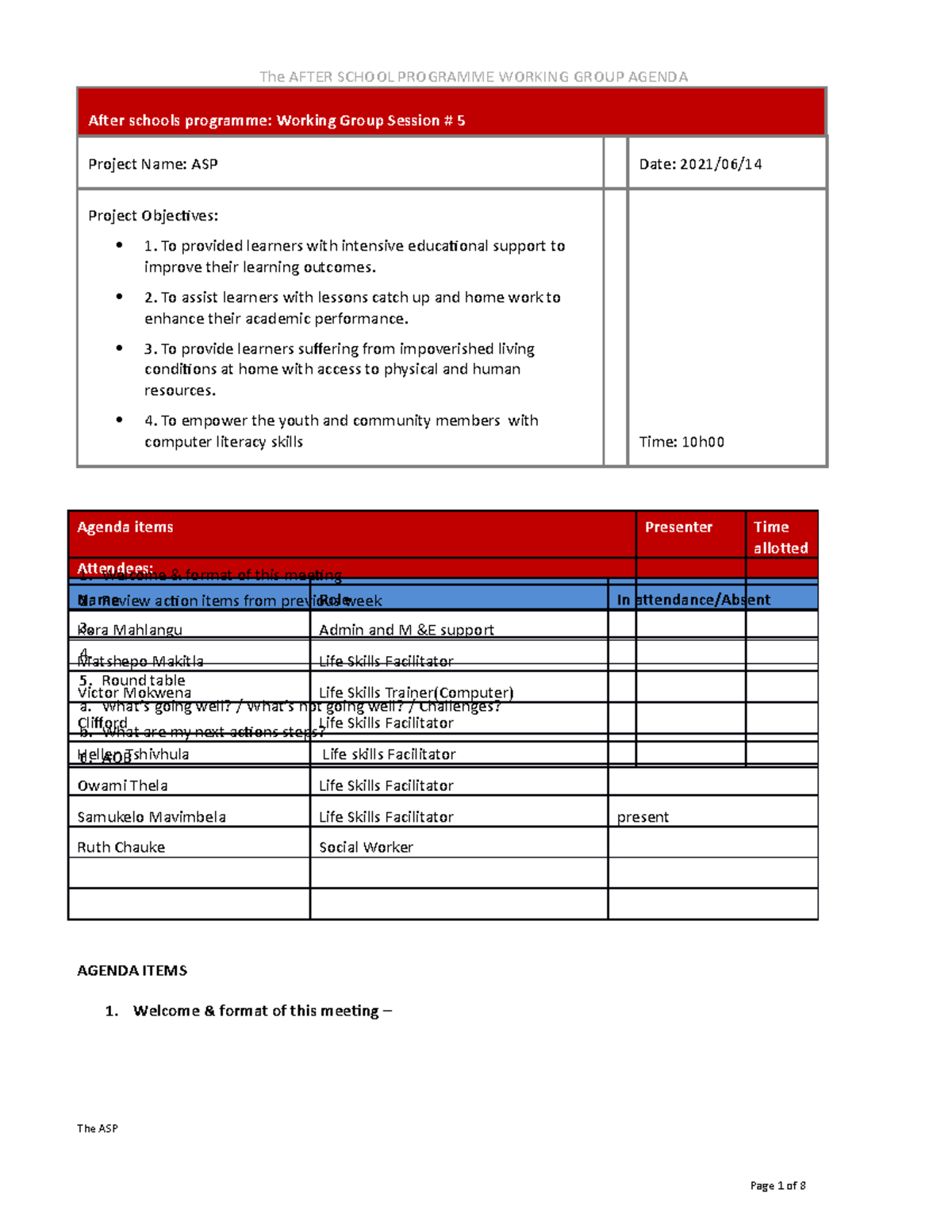 [2022] ASP Working Group Minutes session updates - After schools ...