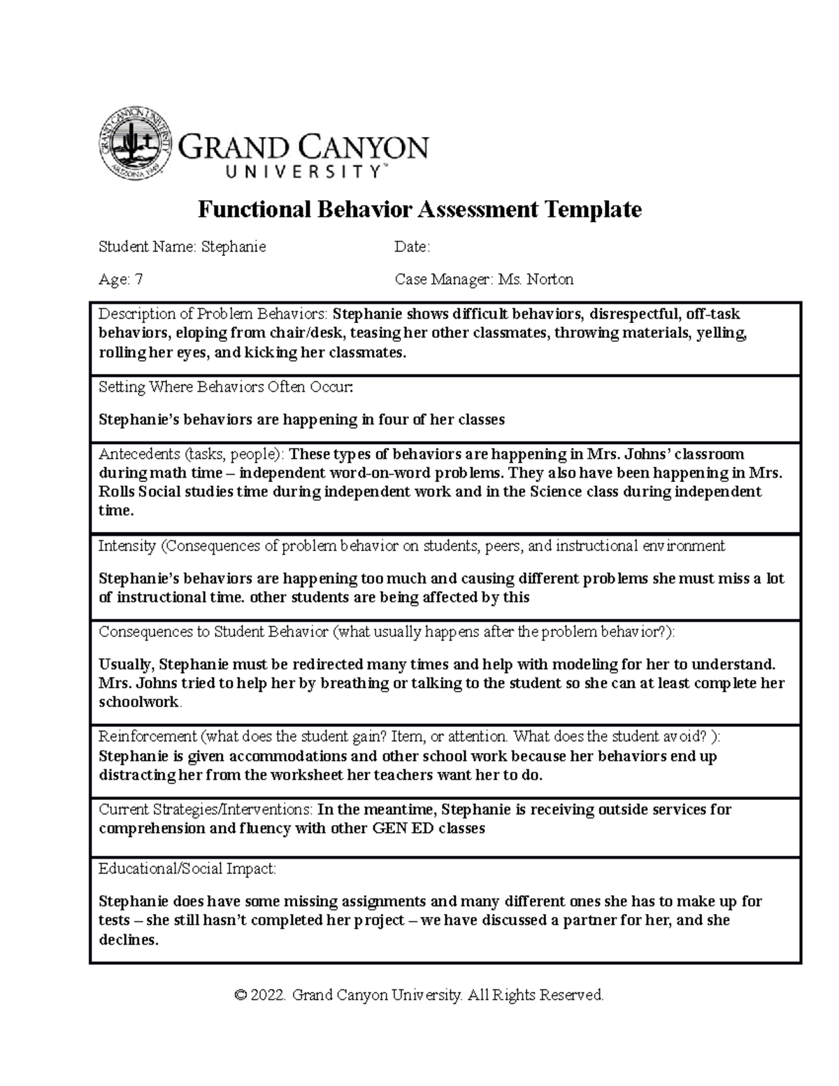 ECS 320 T6 Functional Behavior Assessment Template Functional