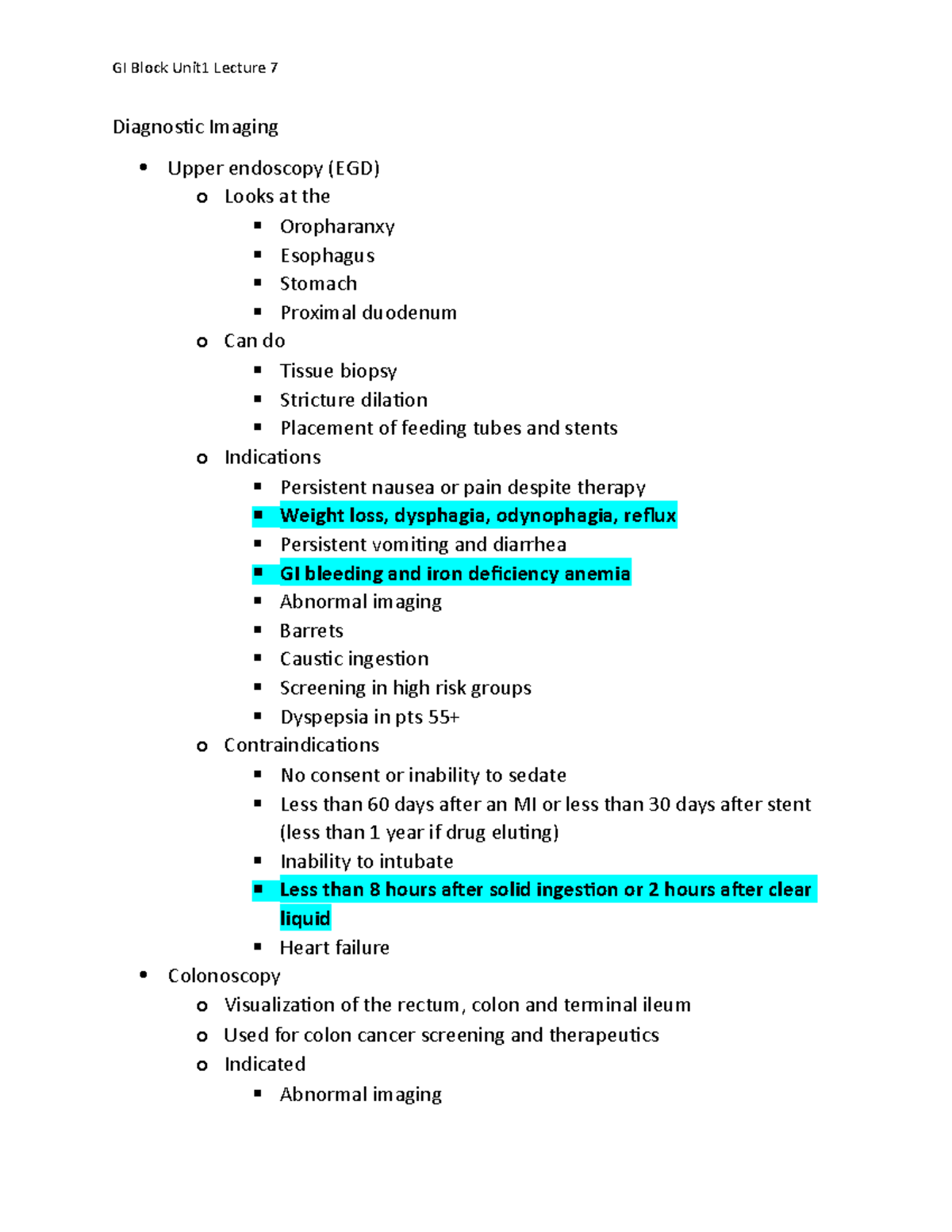 Unit1Lecture 7Gi Diagnostics - GI Block Unit1 Lecture 7 Diagnostic ...