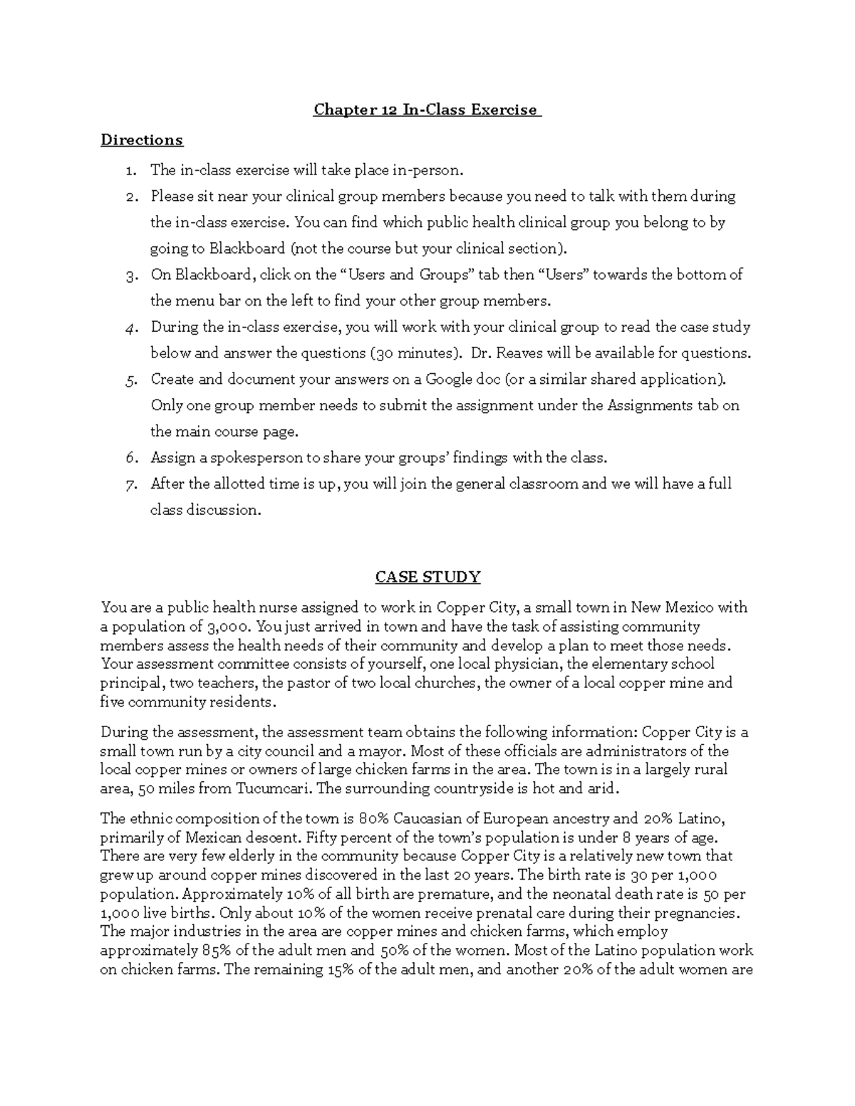 ICE Case Study - Notes for Rector textbook - Chapter 12 In-Class ...