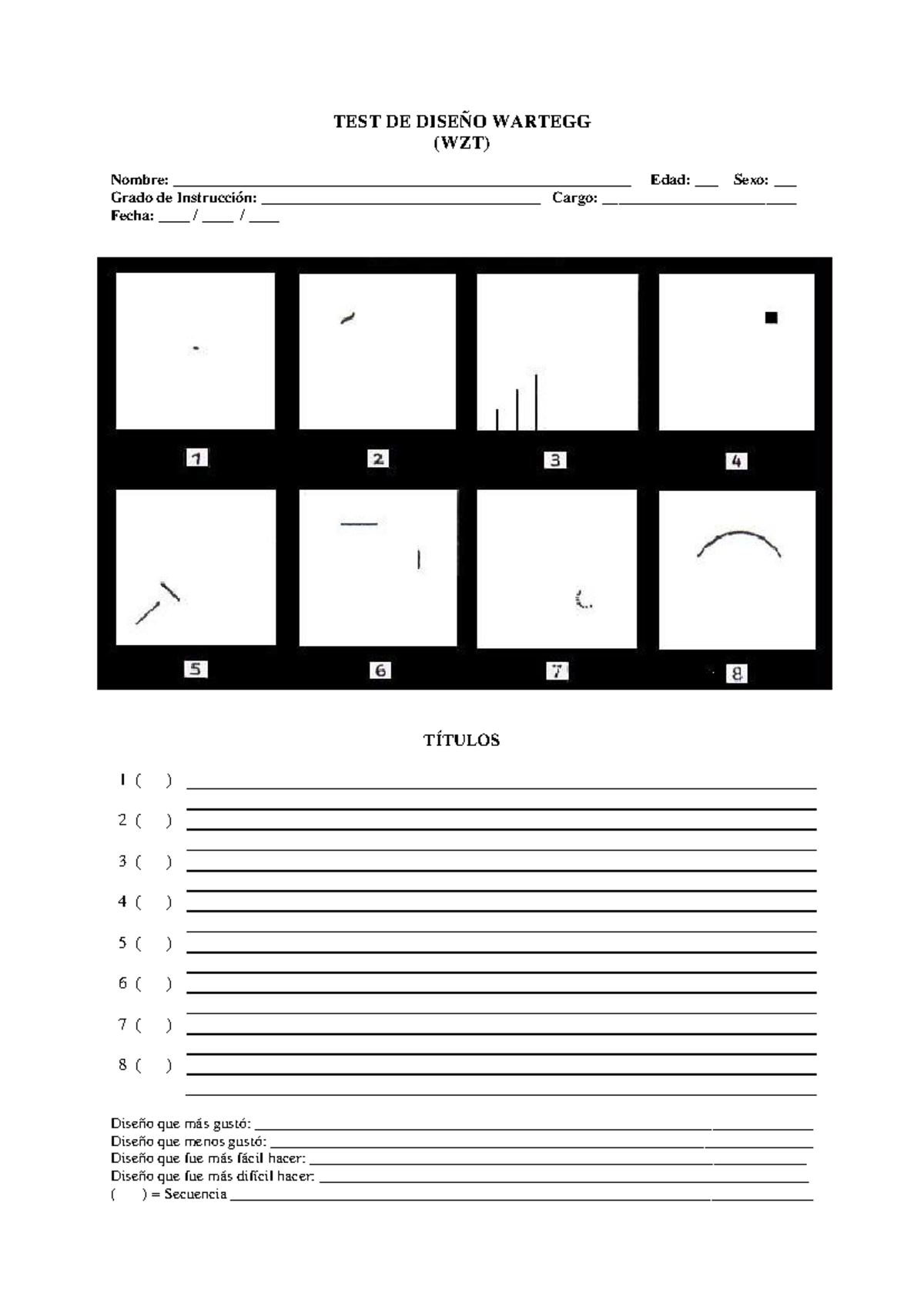 examen final 567 - TEST DE DISEÑO WARTEGG (WZT) Nombre: - Studocu