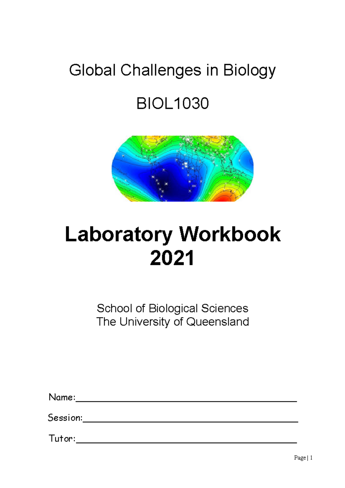 BIOL1030 Lab workbook 2021 - Global Challenges in Biology BIOL ...