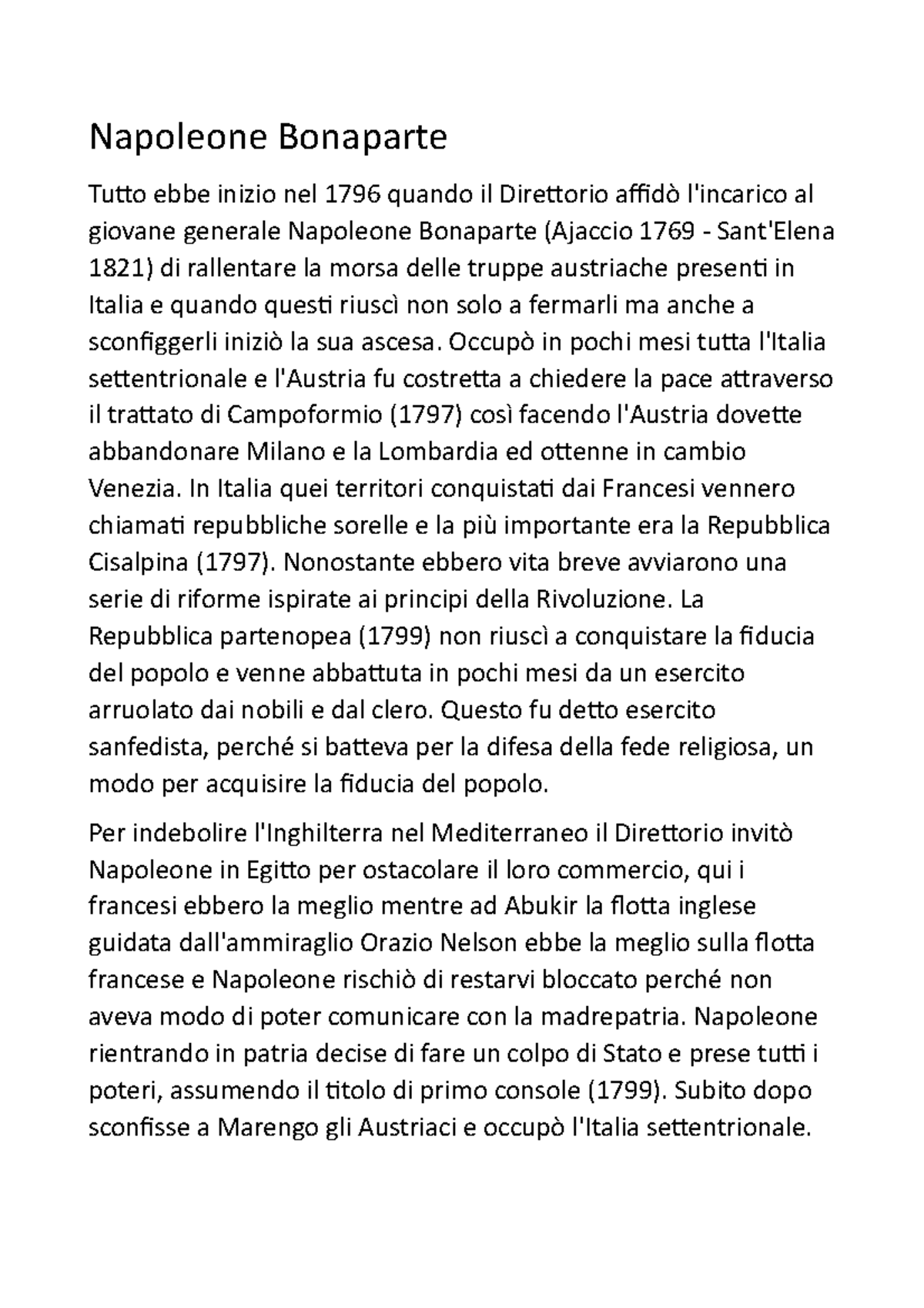 Napoleone Bonaparte - Appunti di storia antica, moderna e contemporanea ...